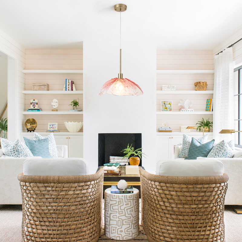 Highland Dunes Allaya 1 - Light 14" Wide Modern Hammered Petals Glass ...