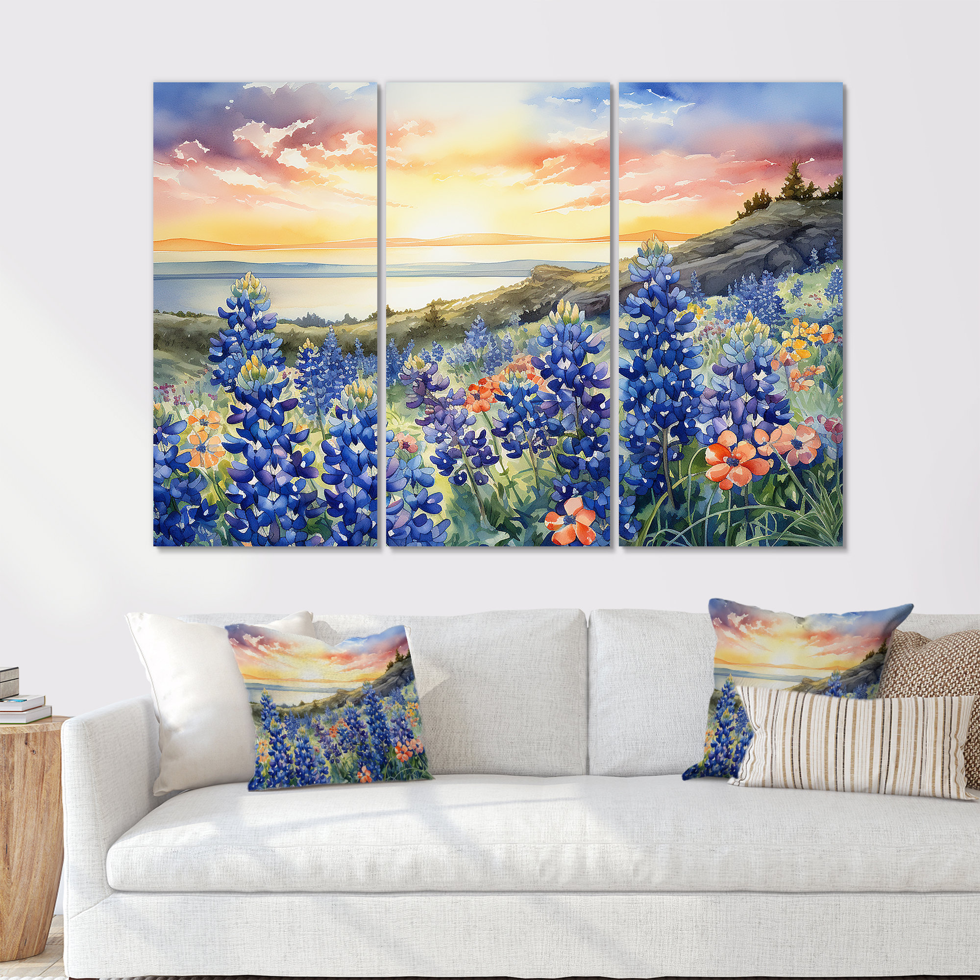 Red Barrel Studio® Blue Bonnets Sunset I - Blue Bonnets Canvas Art Set ...