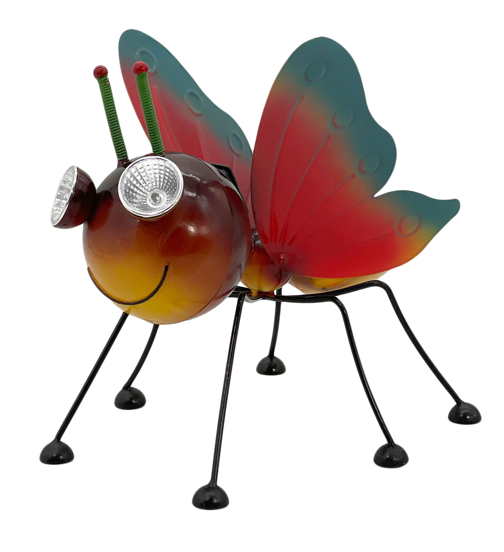 Trinx Metal Rainbow Butterfly Garden Solar LED Garden Statue 10.5 ...