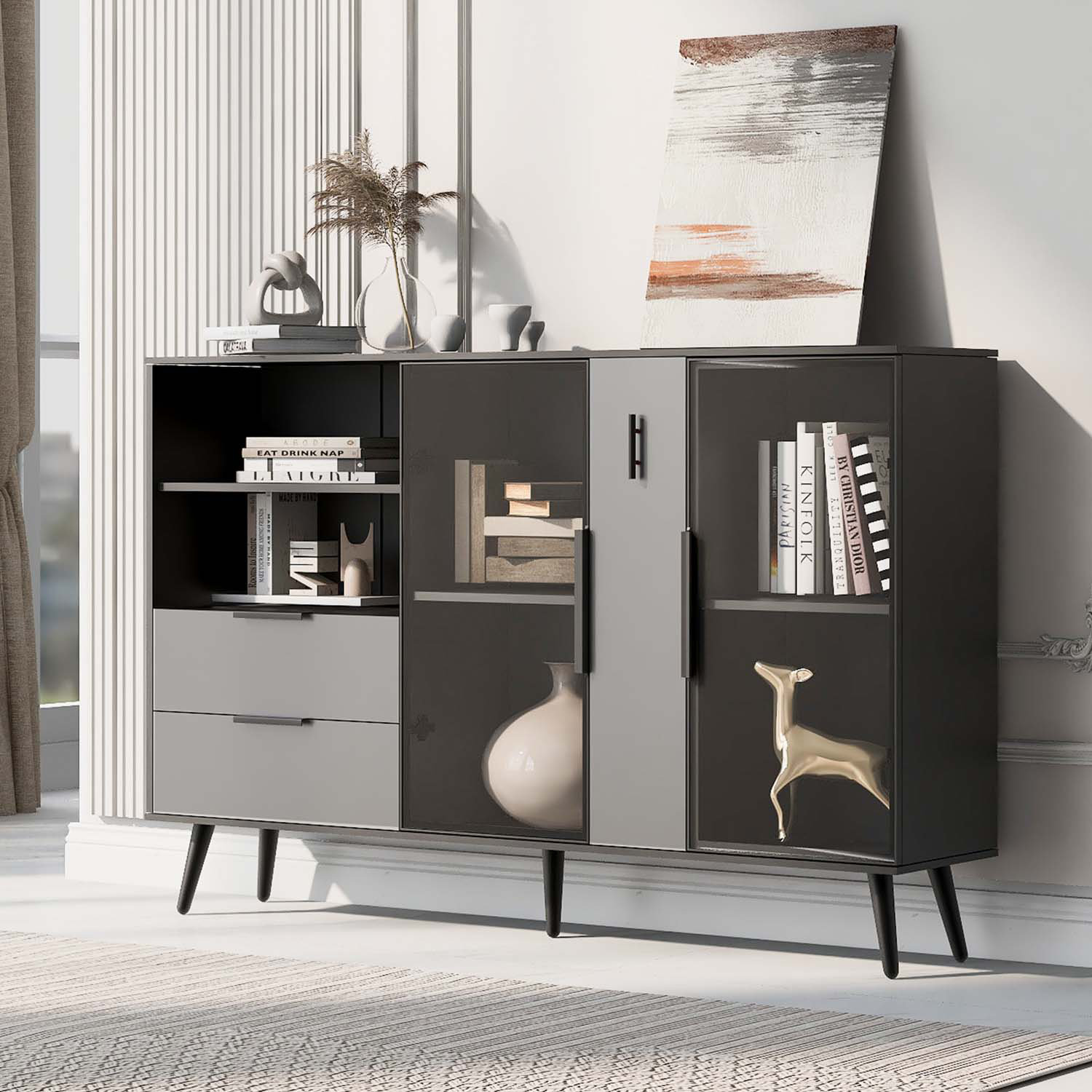 George Oliver Steiger 55.1" Wide 3 Drawer Buffet Table | Wayfair