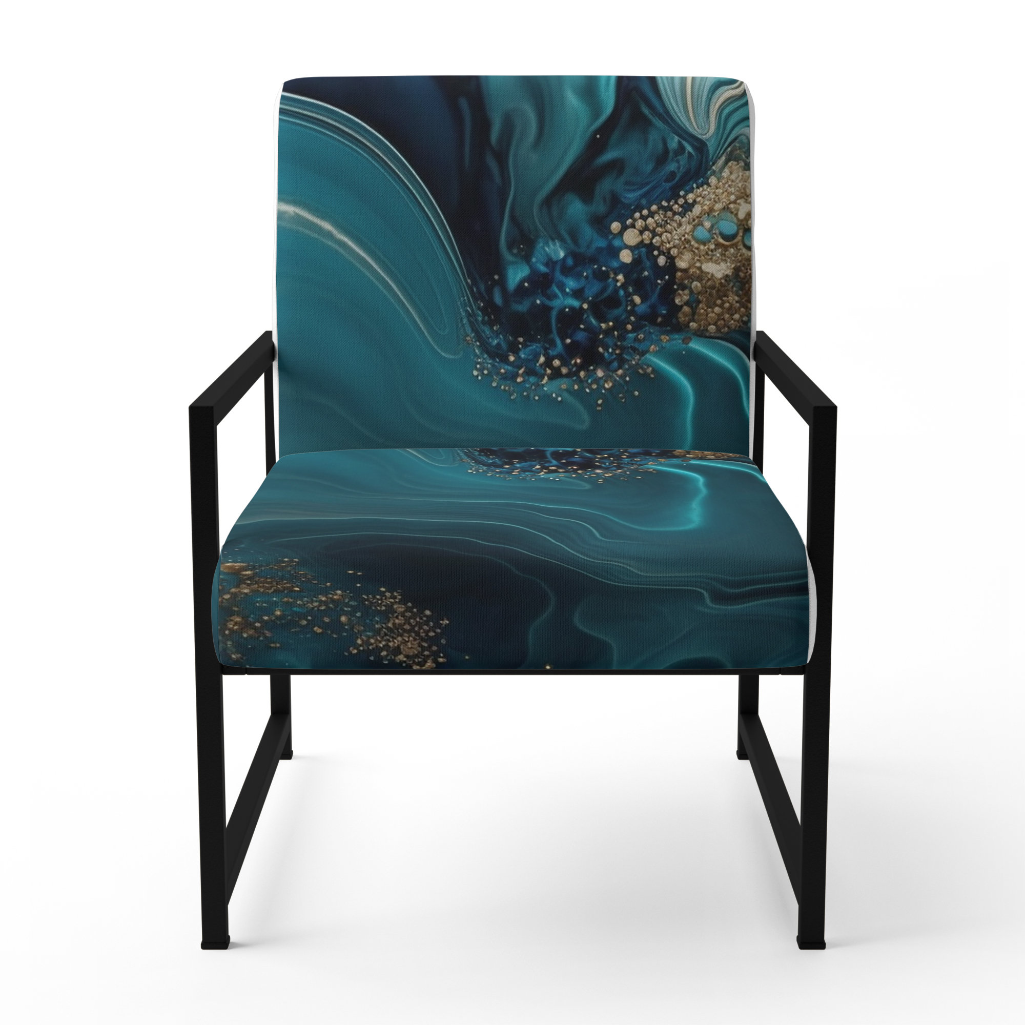 East Urban Home Crofford - Upholstered Abstract Marble Accent Arm Chair ...