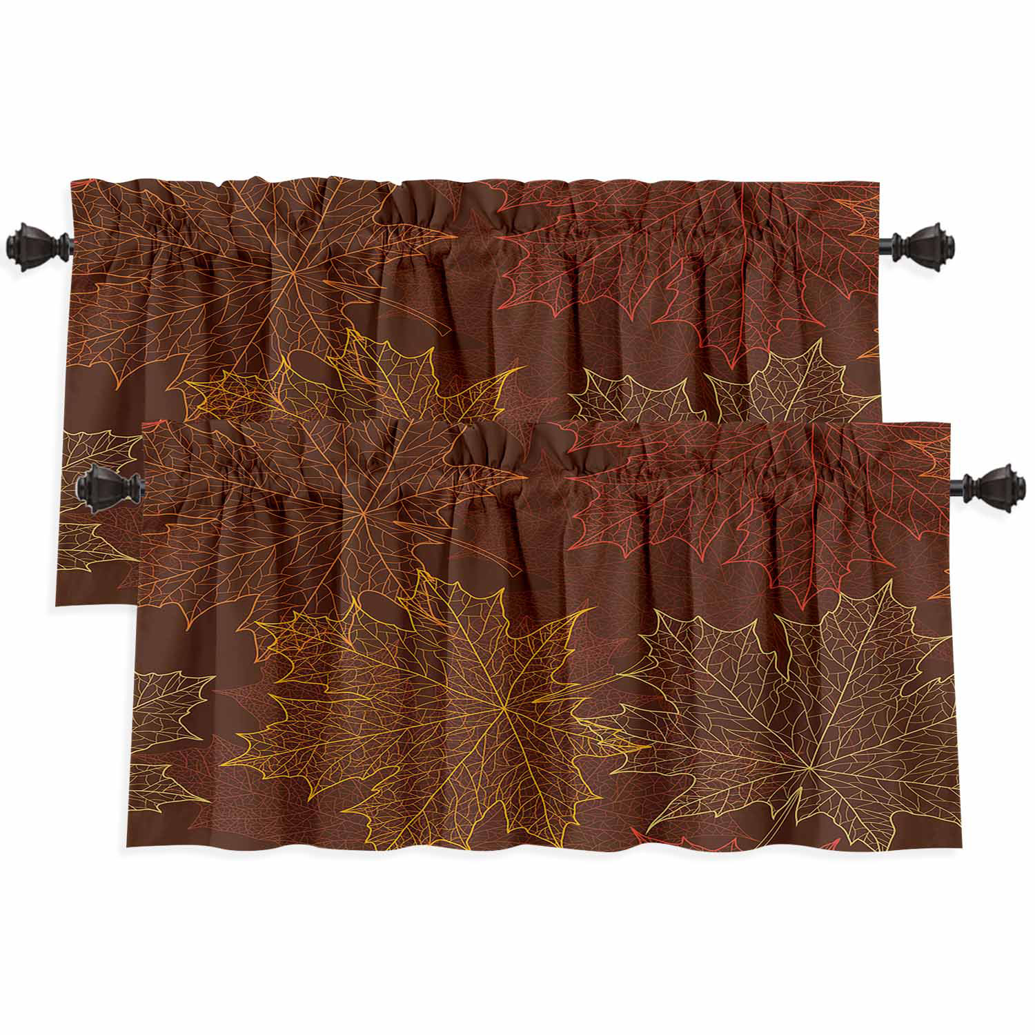 One Allium Way® Orange 52"W Autumn Leaves Leaf Fall Skeleton Window ...
