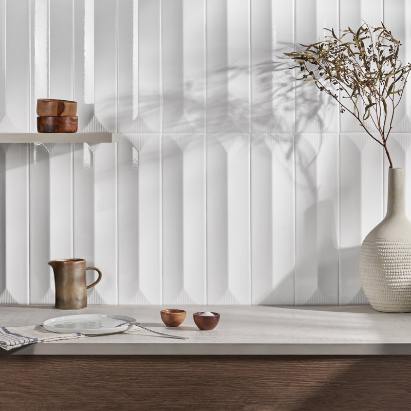 Bond Tile Radiant Inflex 4.43'' W x 17.62'' L Crackled Ceramic Subway ...