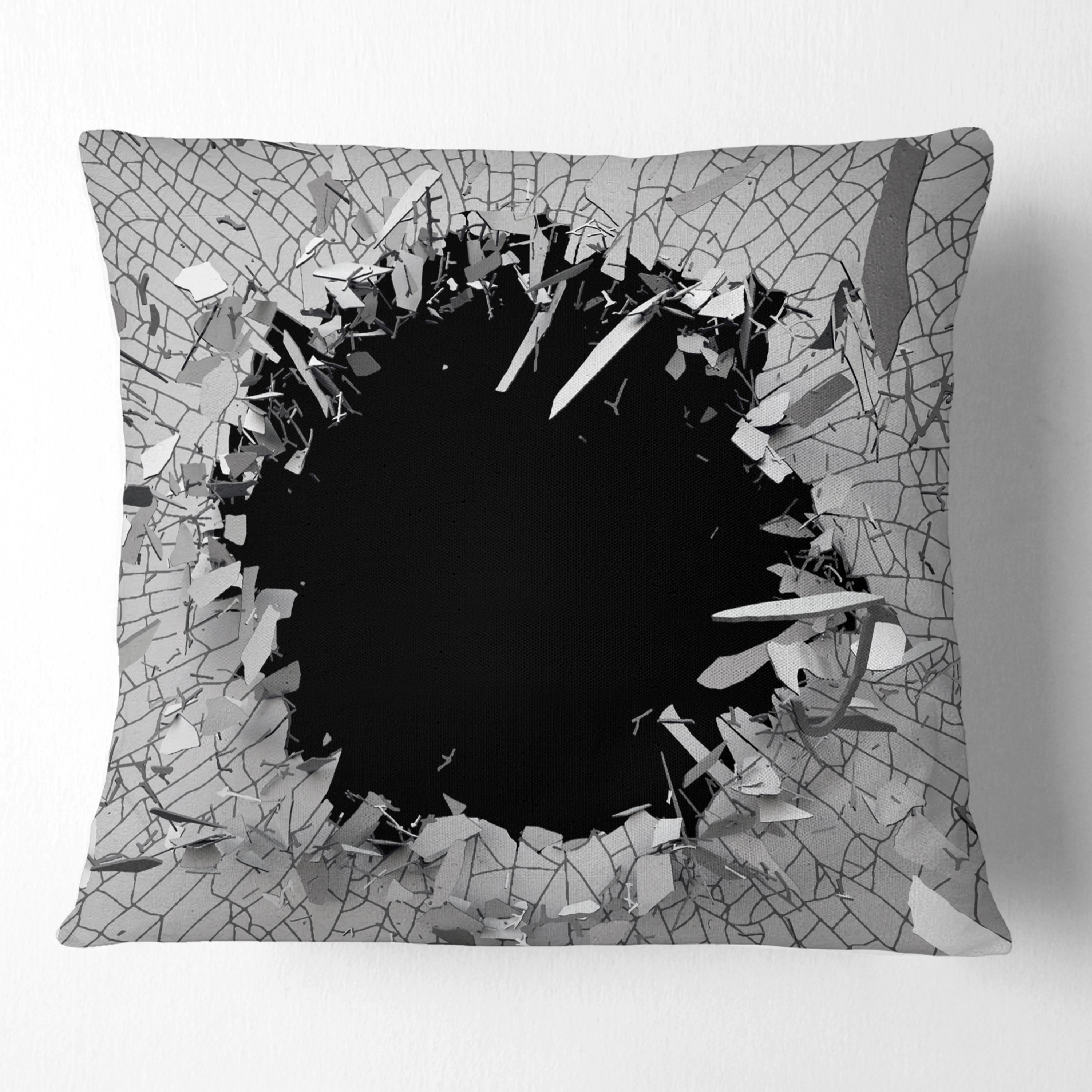 Design Art Abstract Broken Wall 3D Design - Abstract Printed Pillow ...