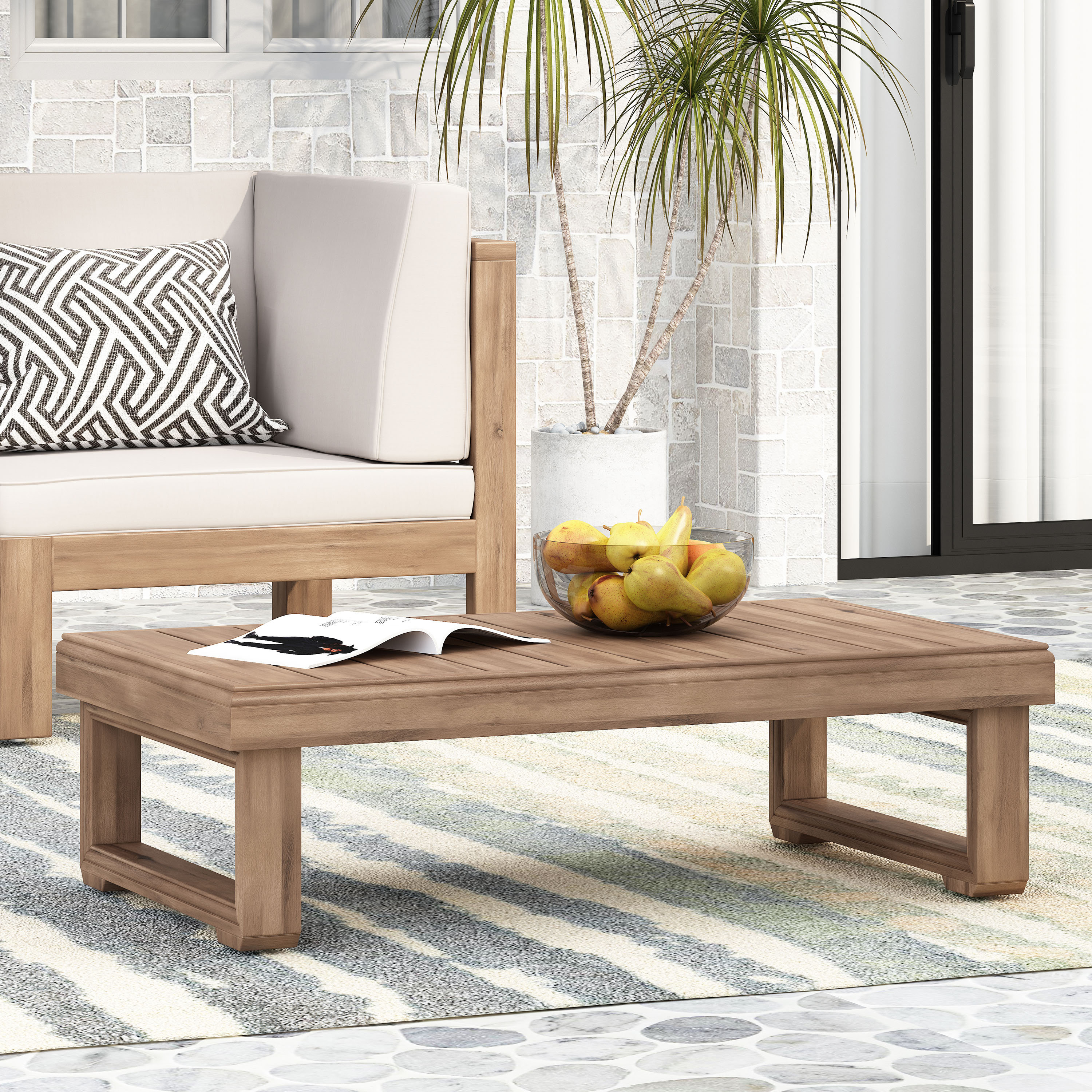Lark Manor Akono Solid Wood Coffee Table for Outdoor, Patio Table ...