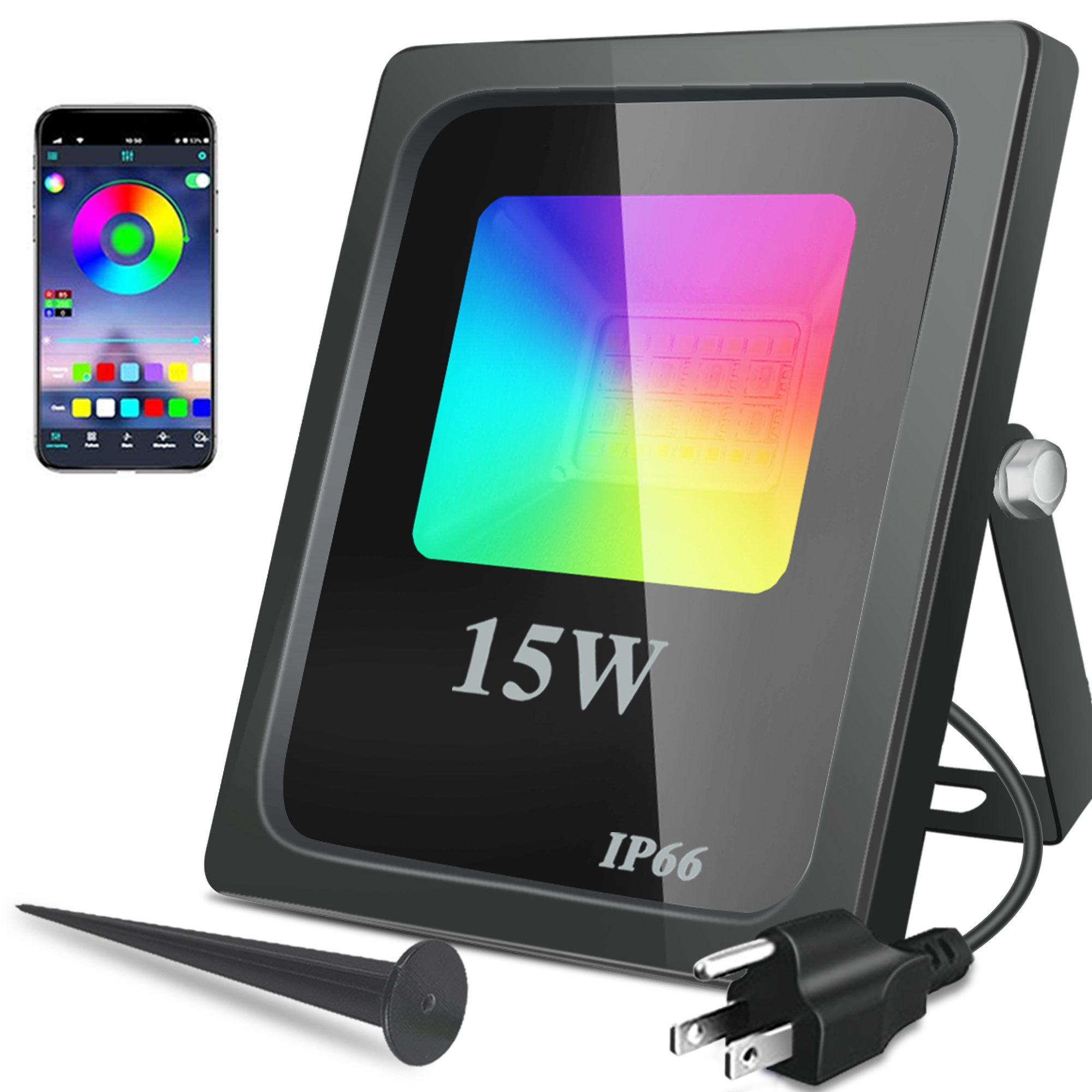 JESLED 15W RGB APP Control Outdoor Flood Light(1-Pack) - Wayfair Canada