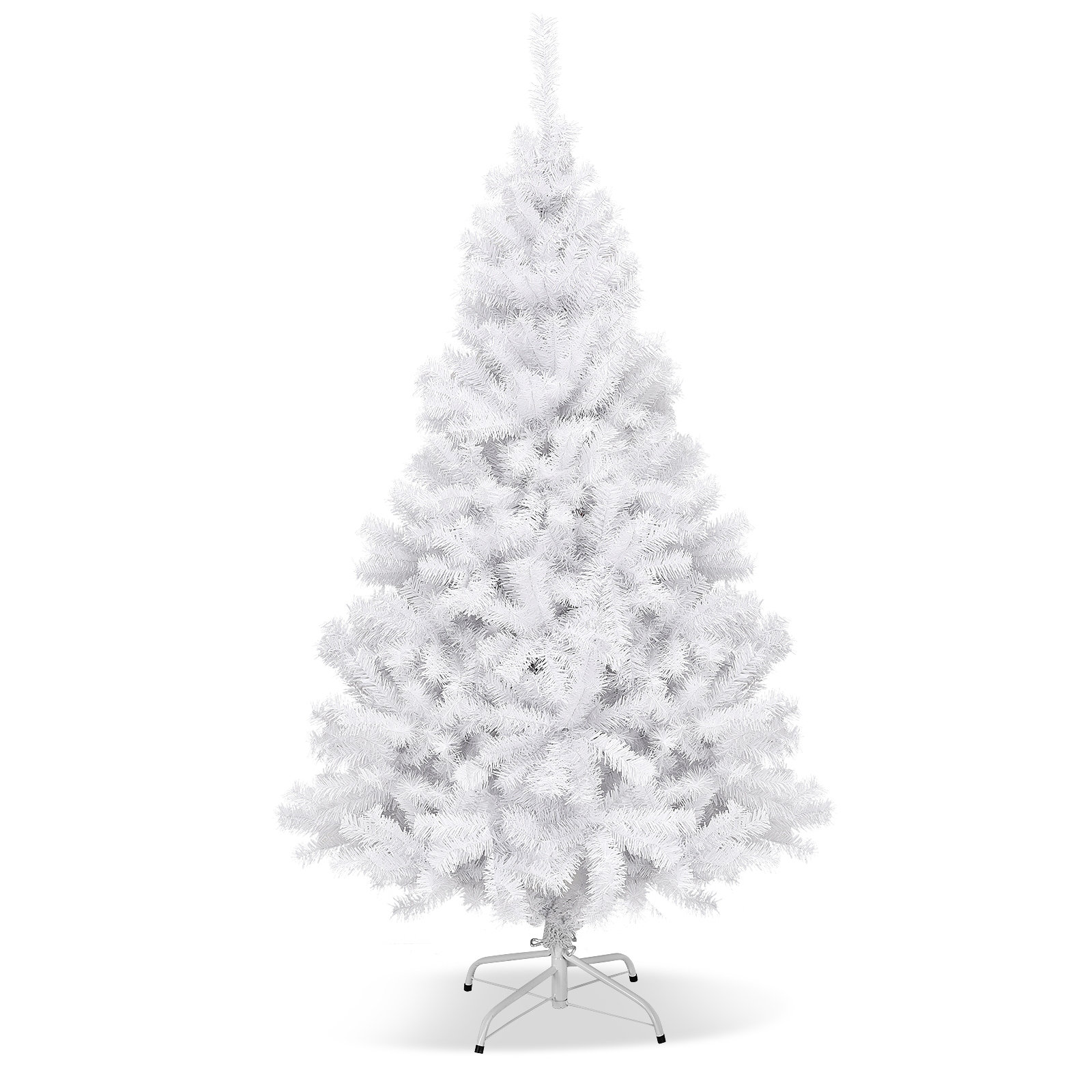 The Holiday Aisle® White Artificial PVC Christmas Tree with Metal Stand ...