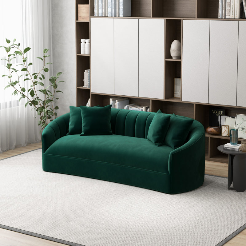 Everly Quinn 88.58" Velvet Round Arm Sofa | Wayfair