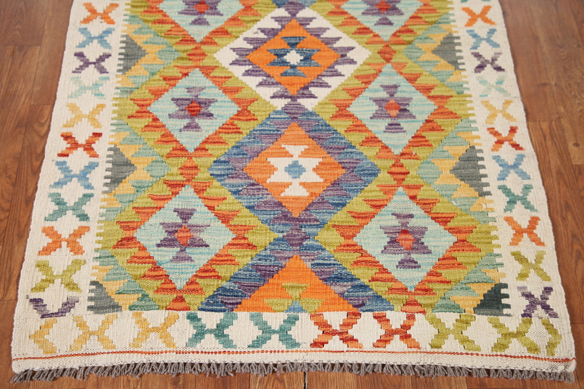 Dakota Fields Geometric Wool Kilim Oriental Foyer Rug 3x4 | Wayfair