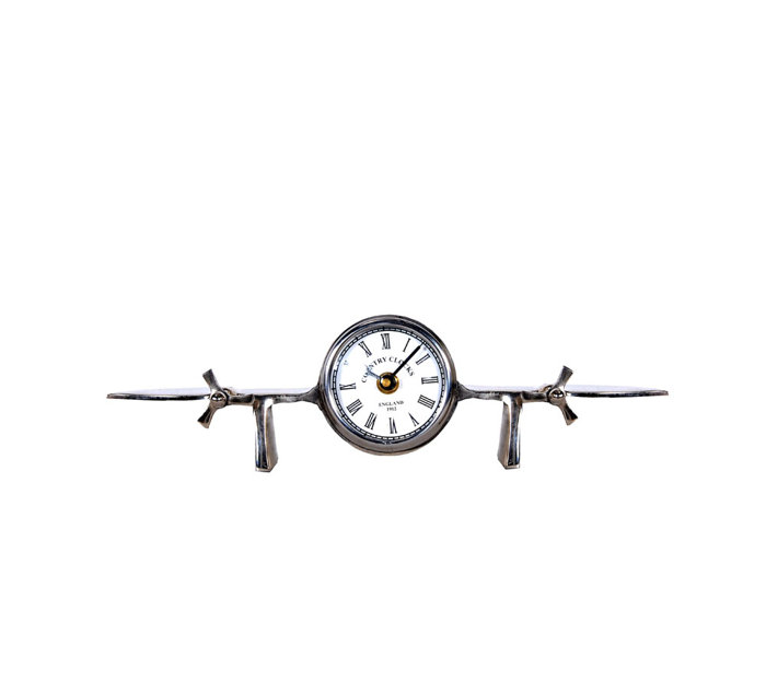 17 Stories Industrial Analog Metal Tabletop Clock in Nickel | Wayfair