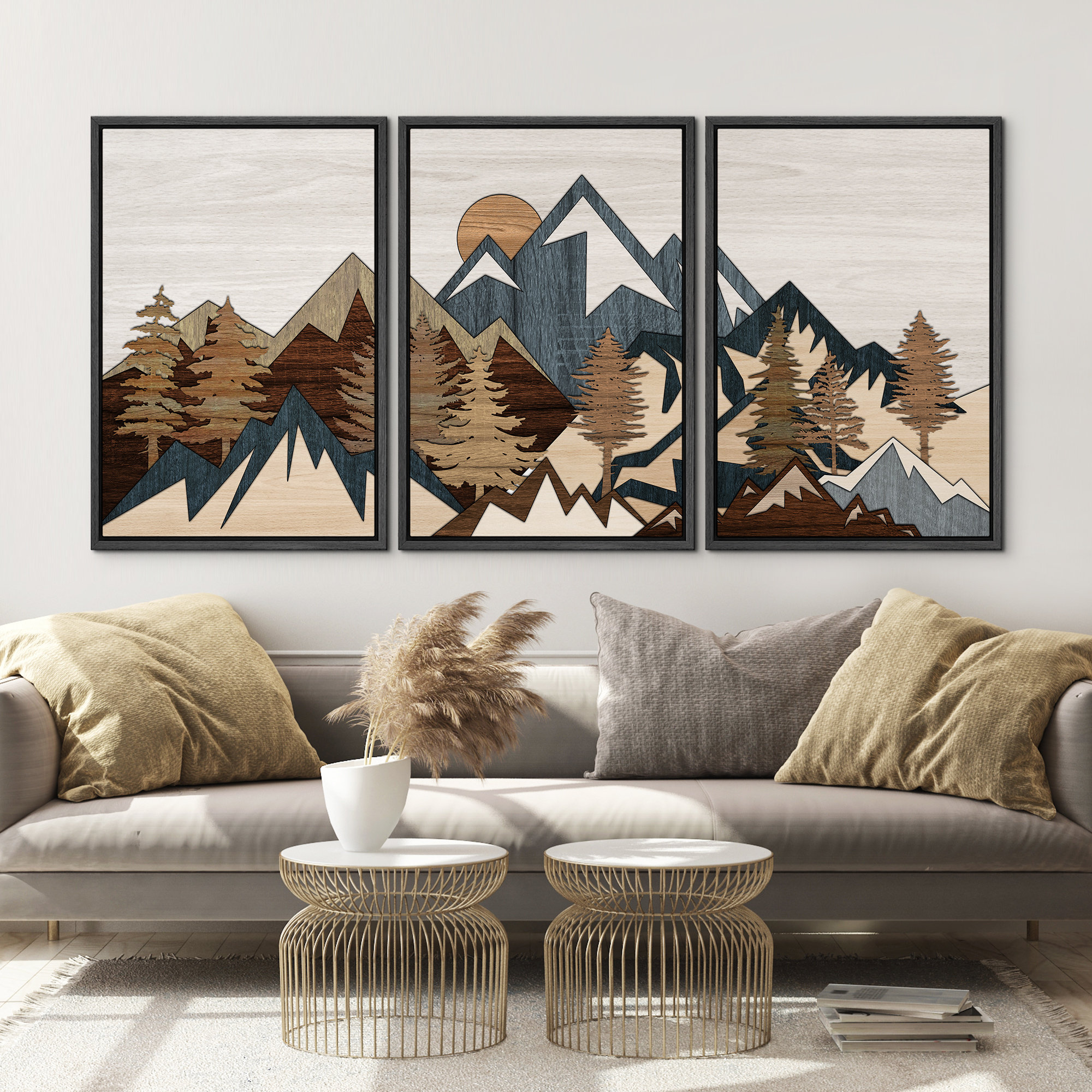 IDEA4WALL Western Wood Effect Landscape Country Mountain Forest Cabin ...
