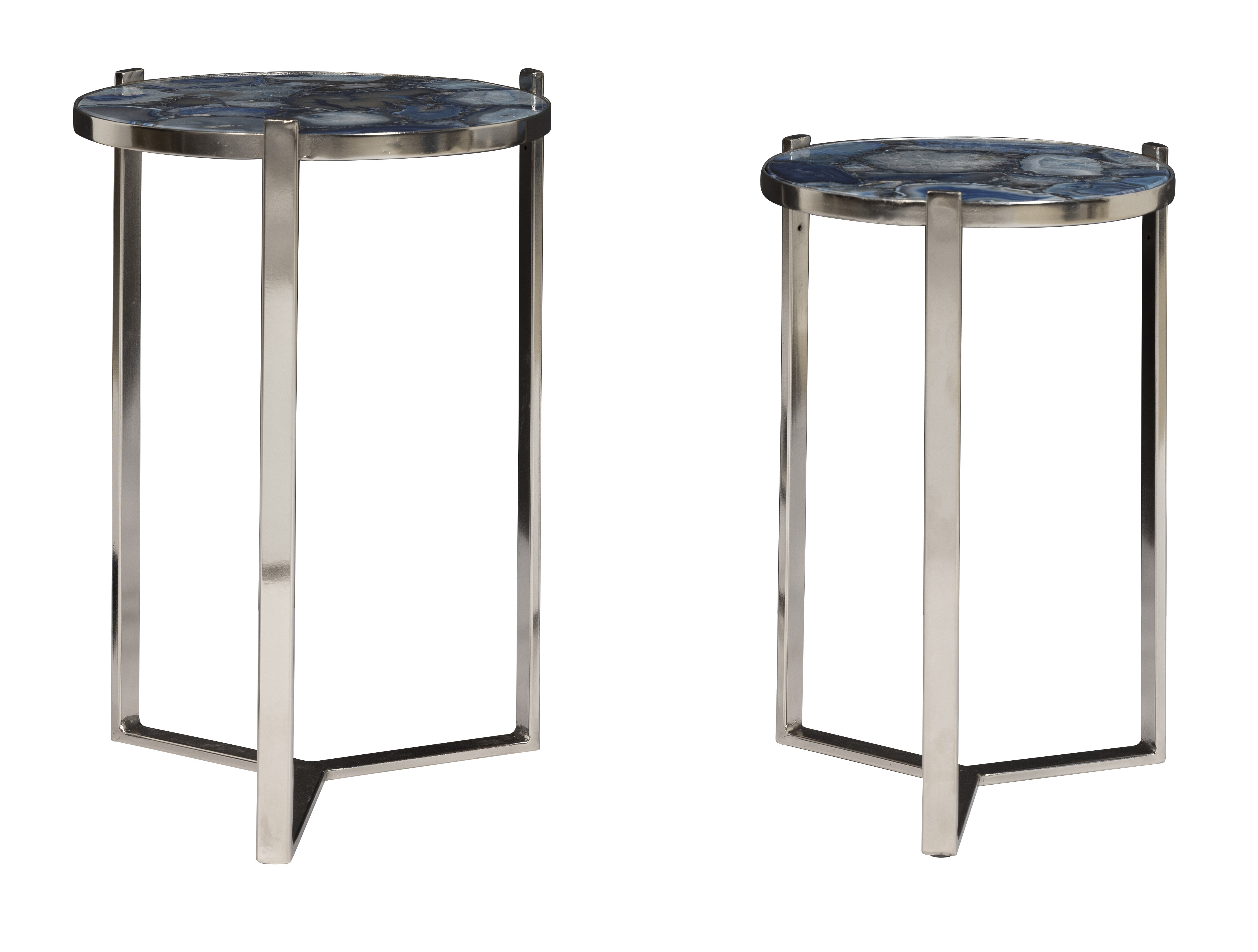Orren Ellis Blue Agate Gemstone Round Nesting Accent Tables | Wayfair