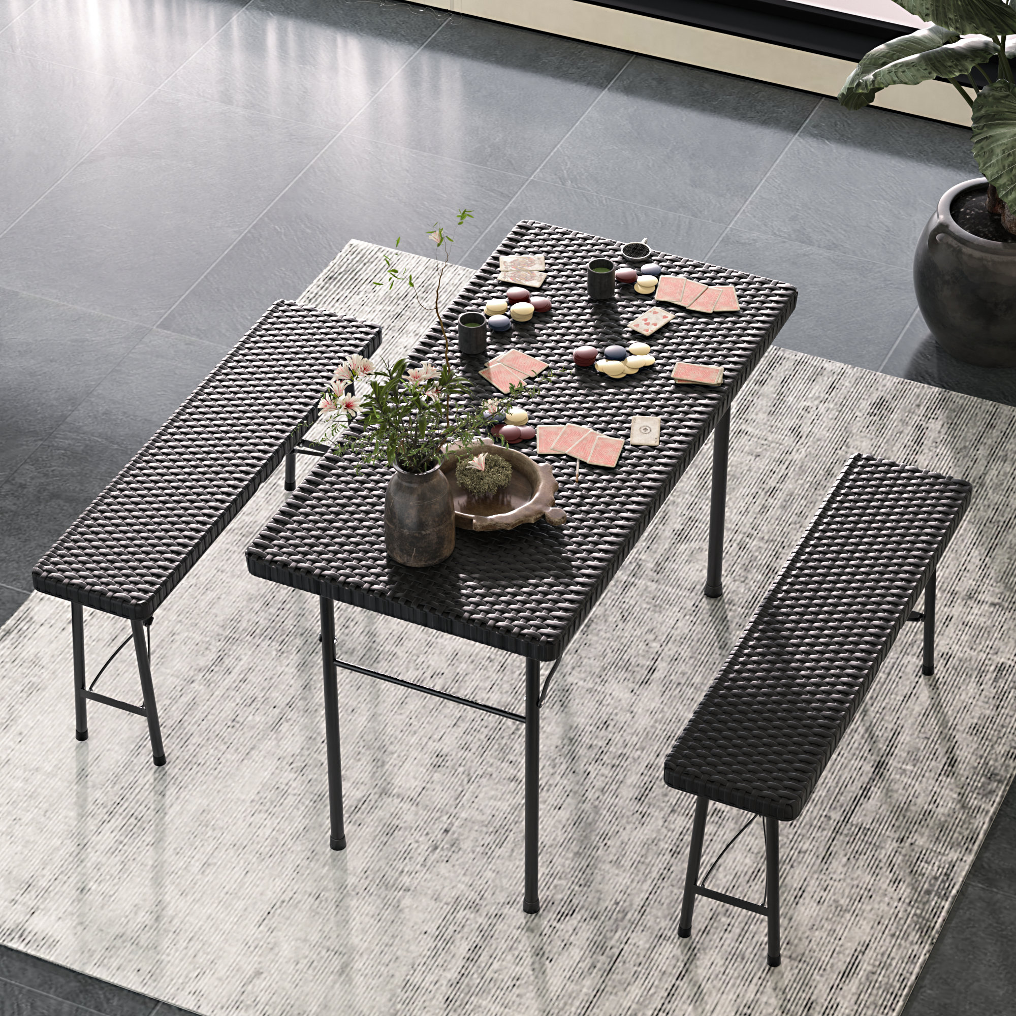 Ebern Designs Rosevell Rectangular 47.24'' L x 23.62'' W Poker and Card ...