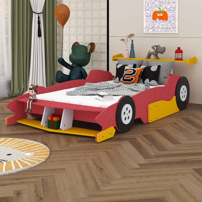 Youzi Unfinished Race Car-Shaped Platform Bed with Wheels | Wayfair