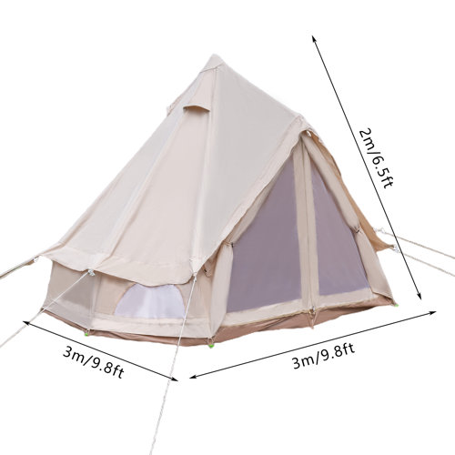 JOYDING 9.8ft Bell Tent Family Camping Mongolian Yurt Waterproof Hiking ...