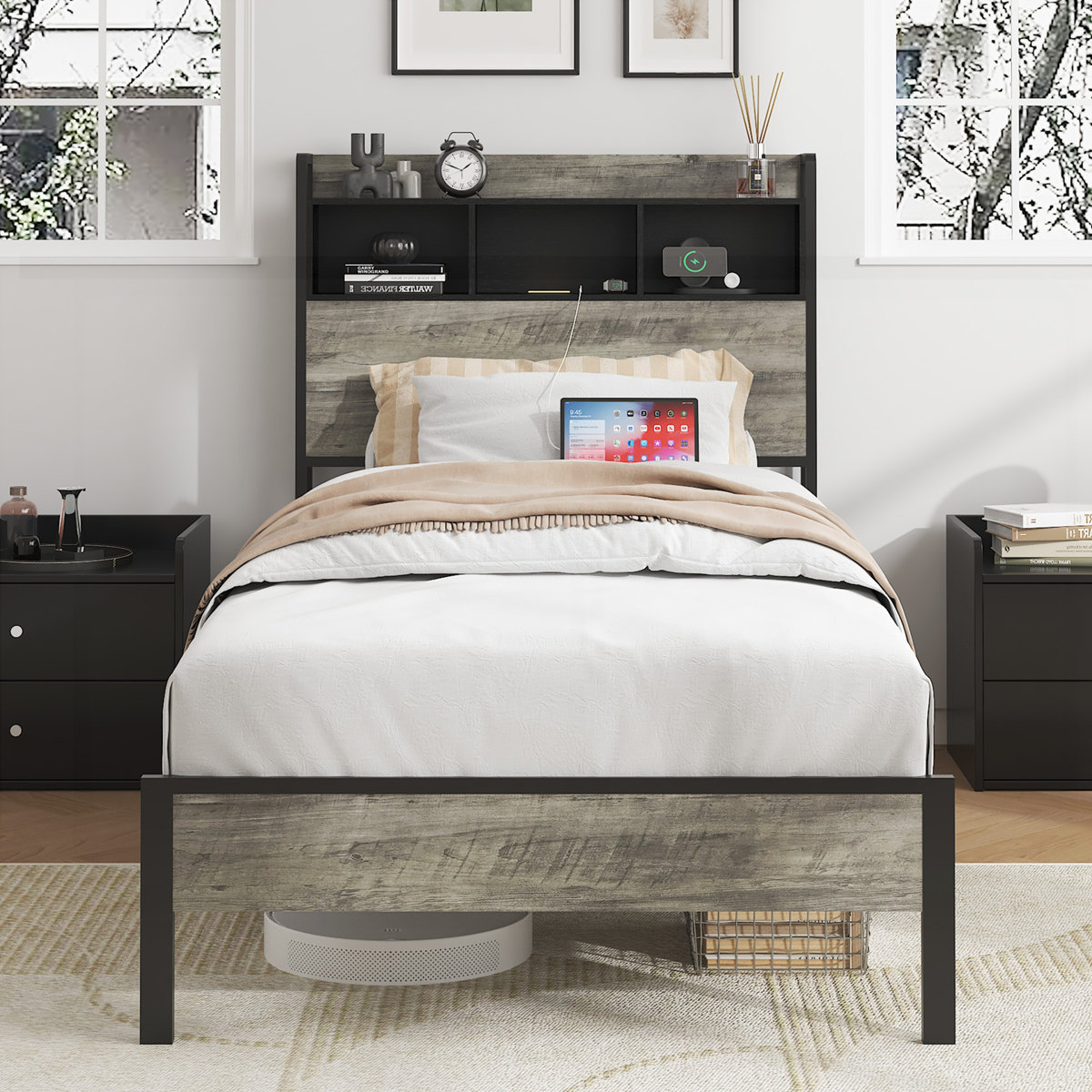 17 Stories Bed frame single bed type with storage space - Wayfair Canada