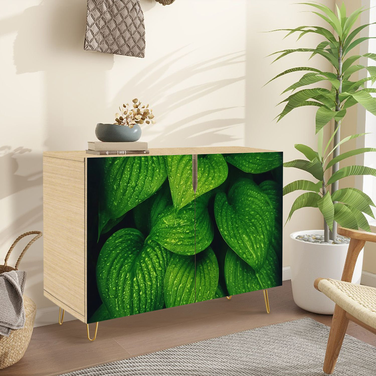 George Oliver Sideboard Buffet Cabinet with Storage Green leaves with 2 ...