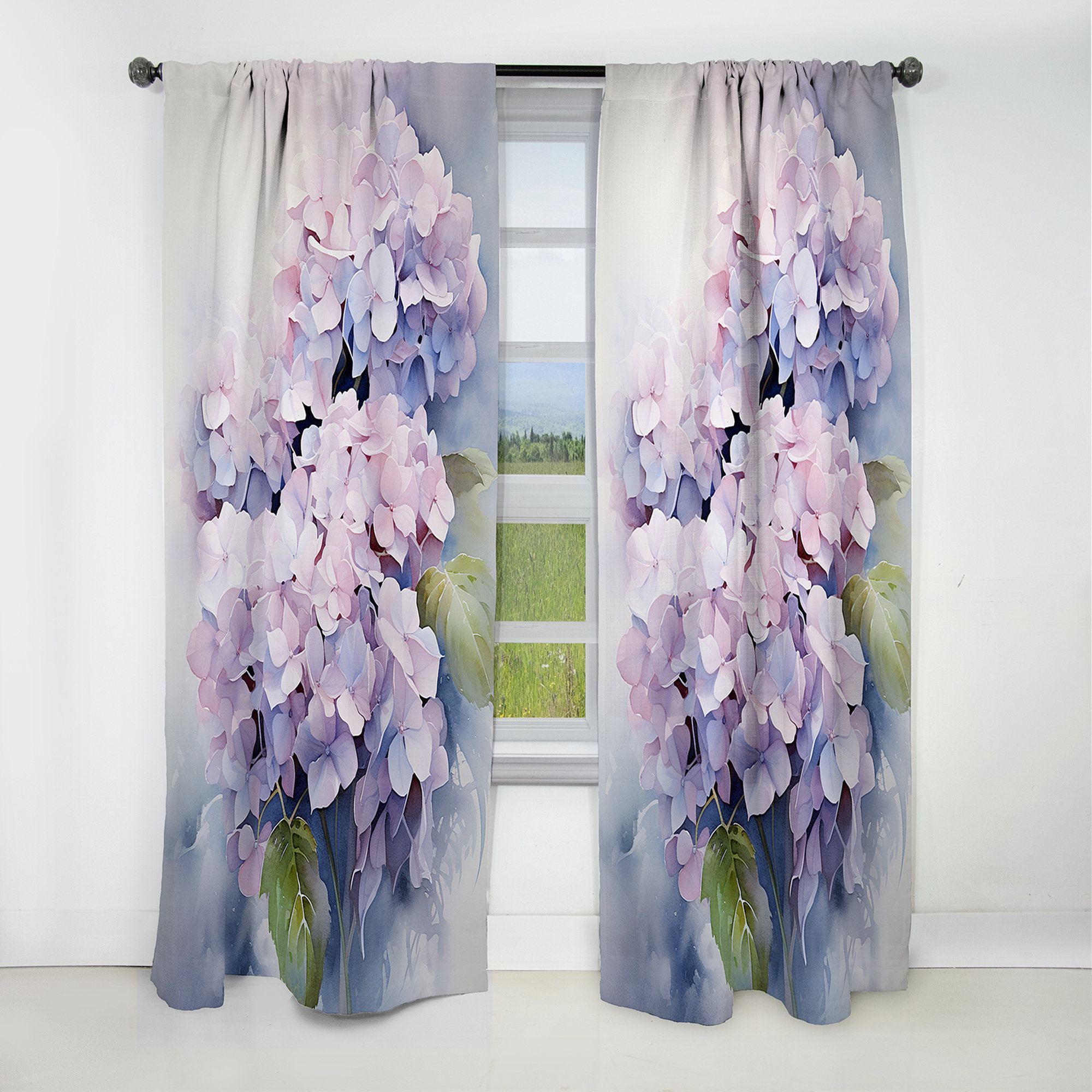 Design Art Purple Hydrangea Graceful Whispers - Hydrangea Curtain ...