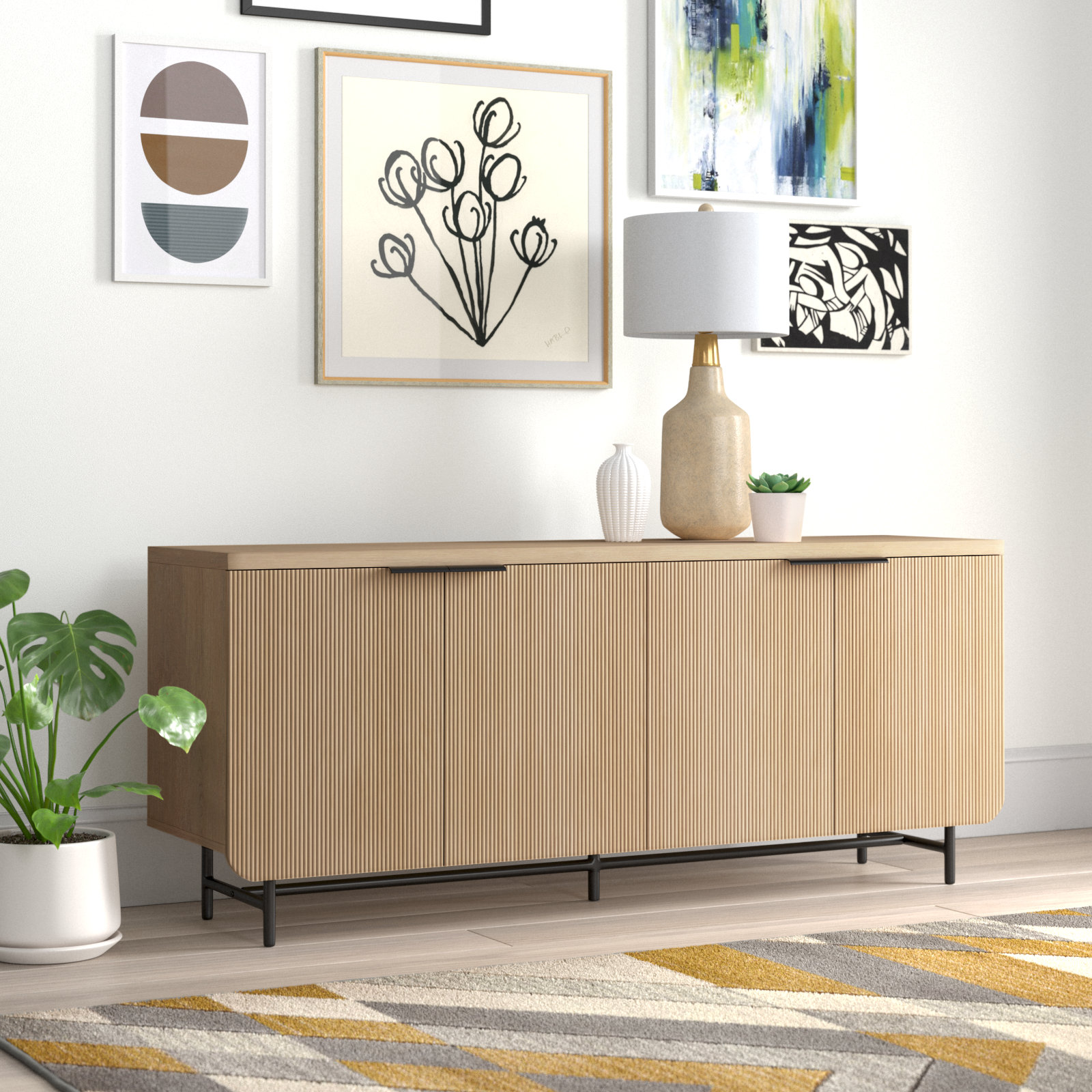 Ludlow Reeded 4 Door Sideboard Willa Arlo Interiors Color Dark Walnut