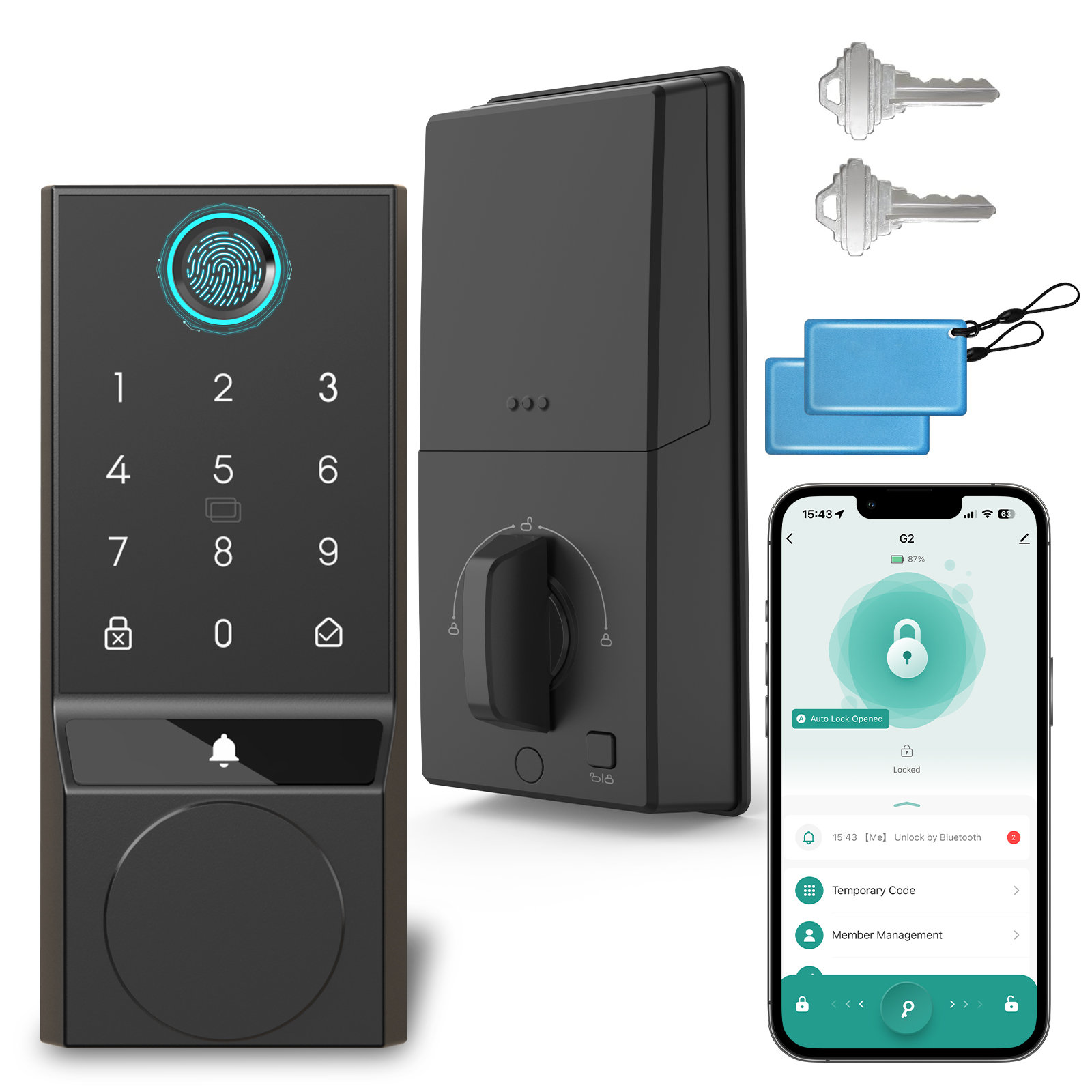 TOOLUCK Bluetooth Smart Lock with Fingerprint Door Lock IP54 Waterproof ...