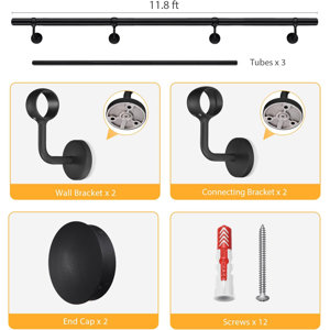 Extension 11.8FT Stair Railing Steel Hand Railings for Stairs Indoor ...