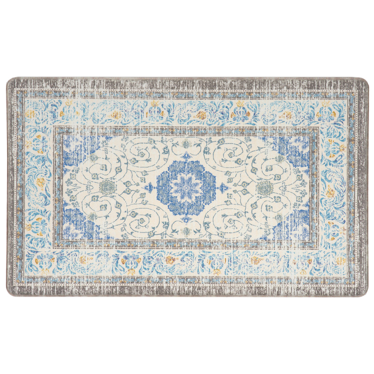 Langley Street® Anti-Fatigue Medallion Floral Blue/Ivory/Gray Mat ...