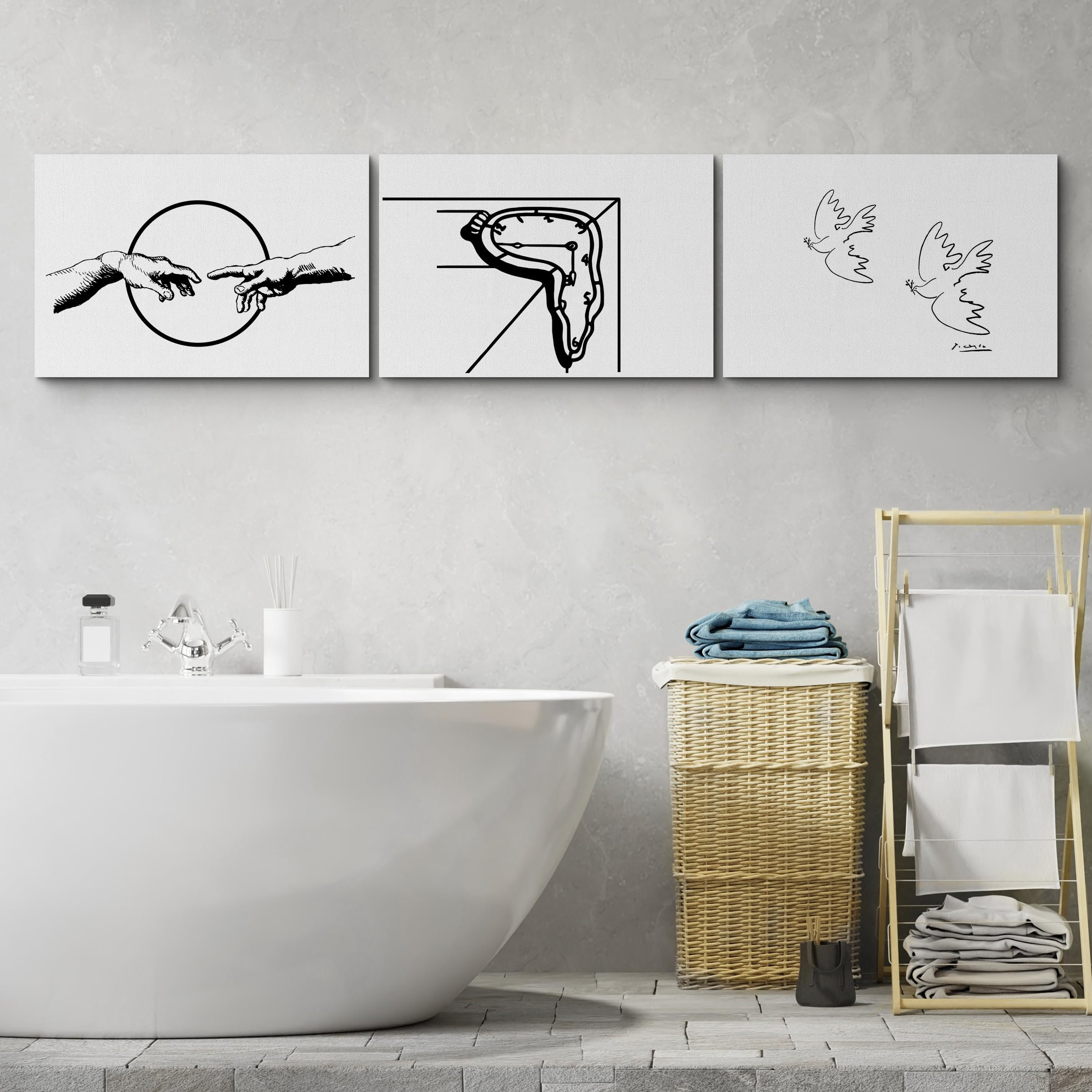 IDEA4WALL BAW " Classic Black And White Line Abstract Illustration " 3 ...