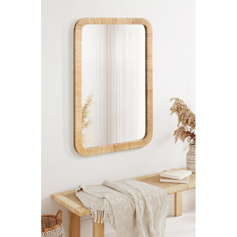 Joss & Main Breesport Rectangle Rattan Bathroom Wall Mirror - Wayfair ...