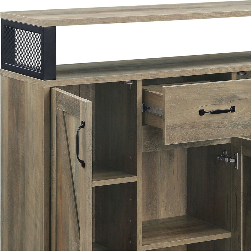 August Grove® Abiram Rustic Oak Finish Server | Wayfair