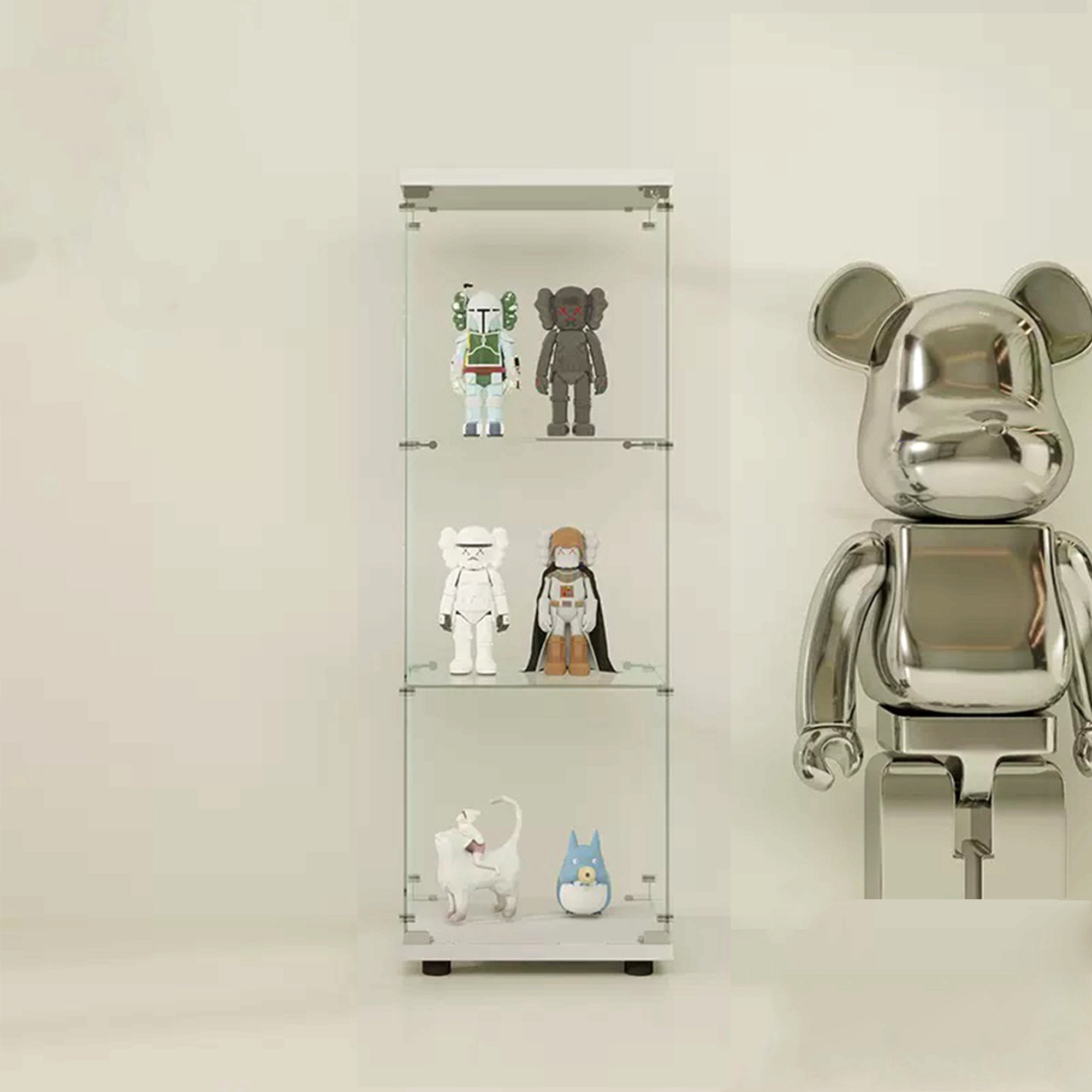 Wrought Studio™ One Door Glass Cabinet Glass Display Cabinet With 3 ...