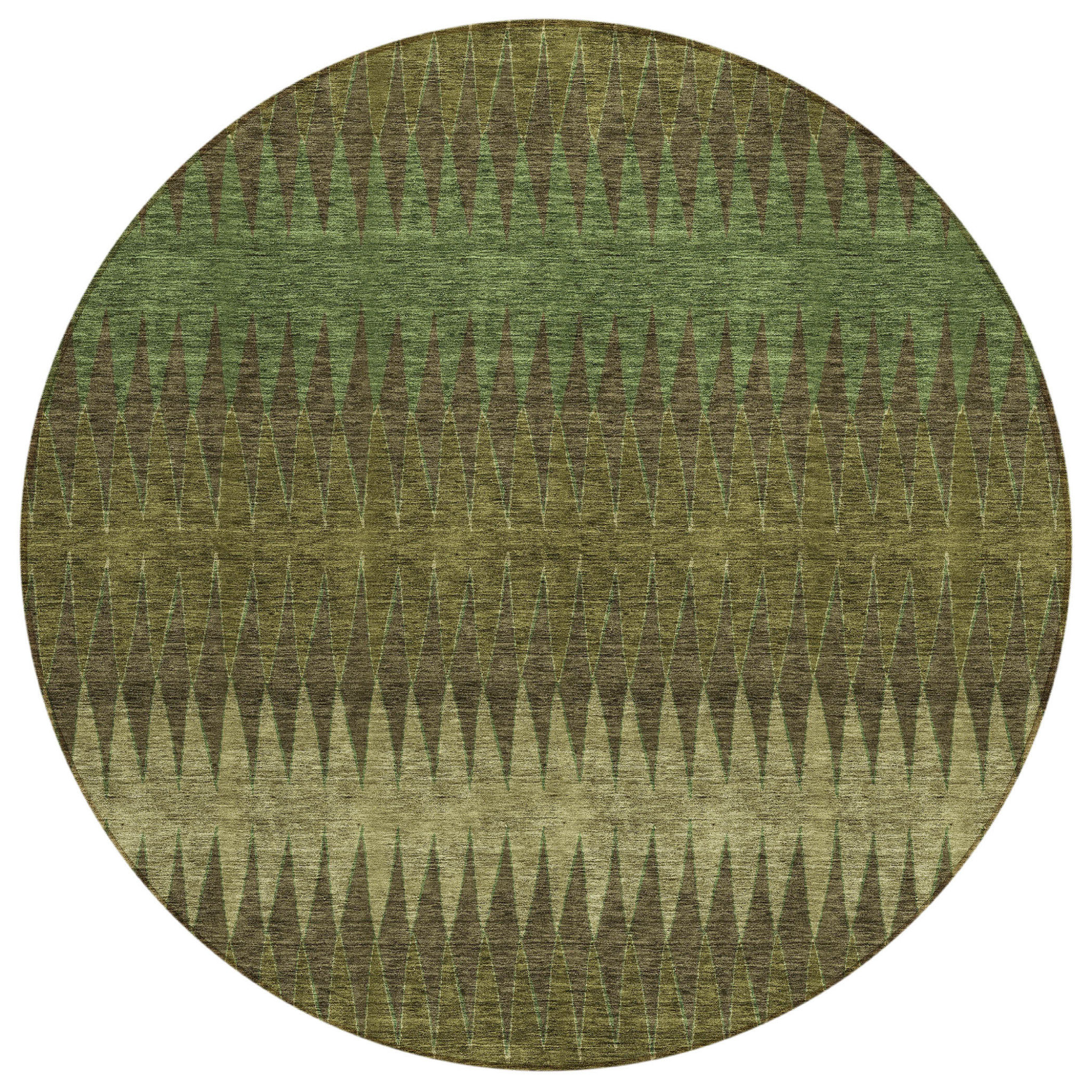 HomeRoots 8' Olive Green And Dark Green Round Striped Washable Indoor ...