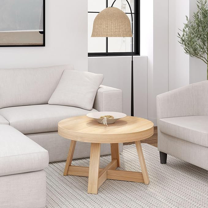 Red Barrel Studio Classic Round Coffee Table, 30 Inch Farmhouse Coffee ...