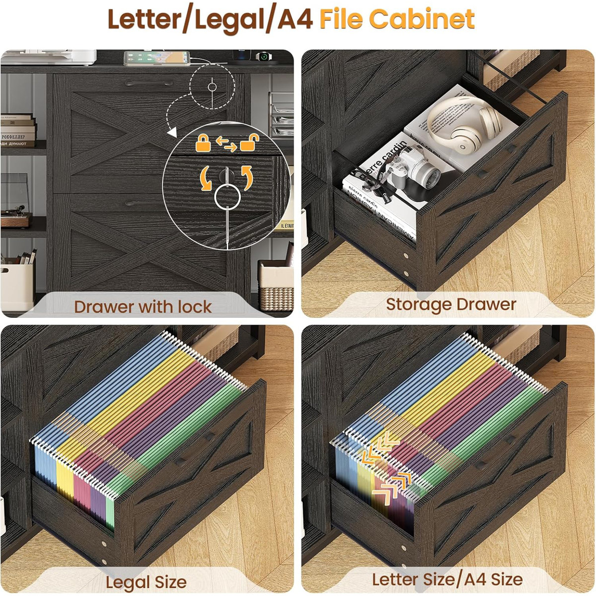 Bay Isle Home™ File Cabinet With Charging Station, Vertical Filing ...