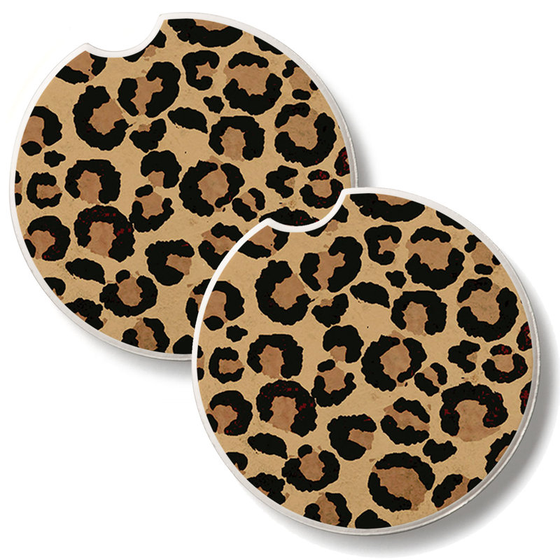 Mercer41 Leopard Print 2 Pack Stone Car Coasters | Wayfair