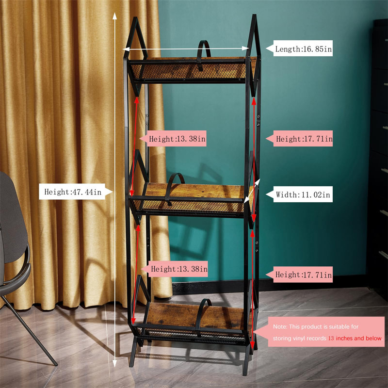 17 Stories 3-Tier Vinyl Record Storage Rack | Wayfair