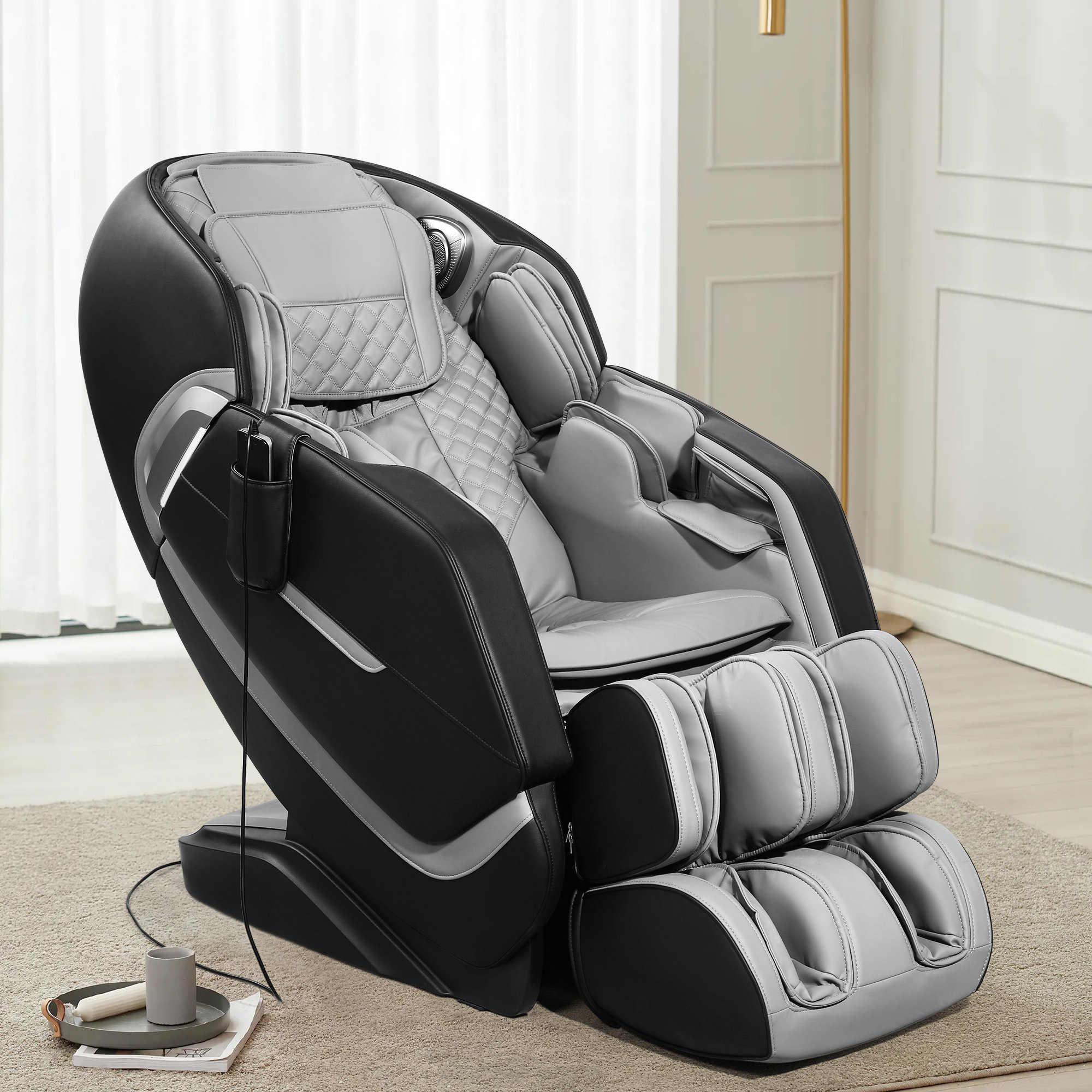 Inbox Zero Faux Leather Power Reclining Heated Massage Chair | Wayfair