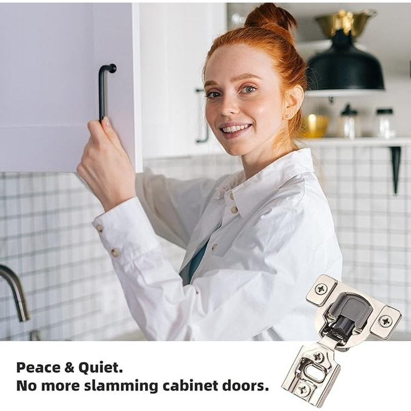 Decobasics 5/8" Overlay Satin Nickel Self Closing Kitchen Cabinet ...