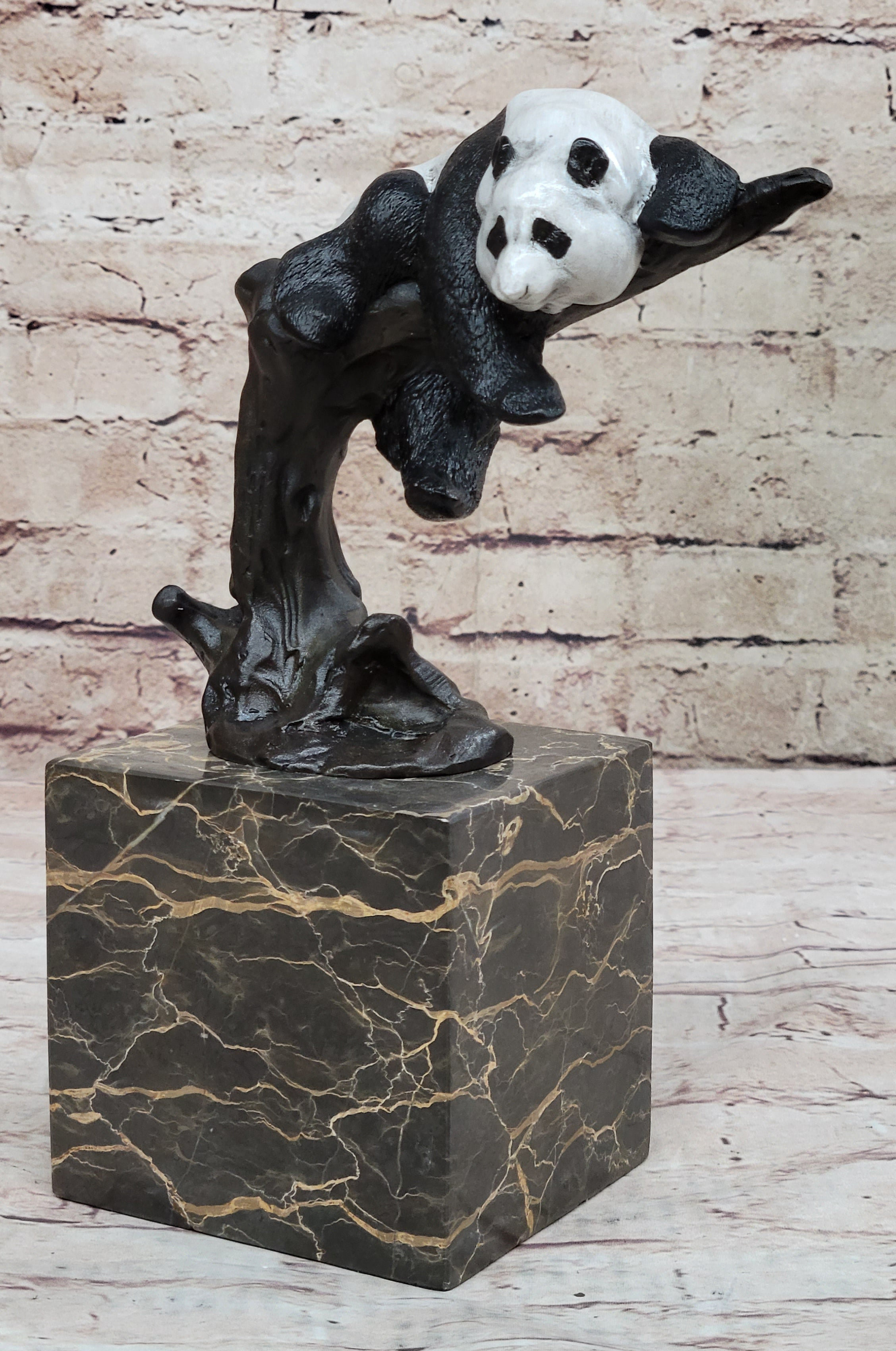 Dakota Fields Bronze Panda Bear Sculpture on Marble Base – Unique ...