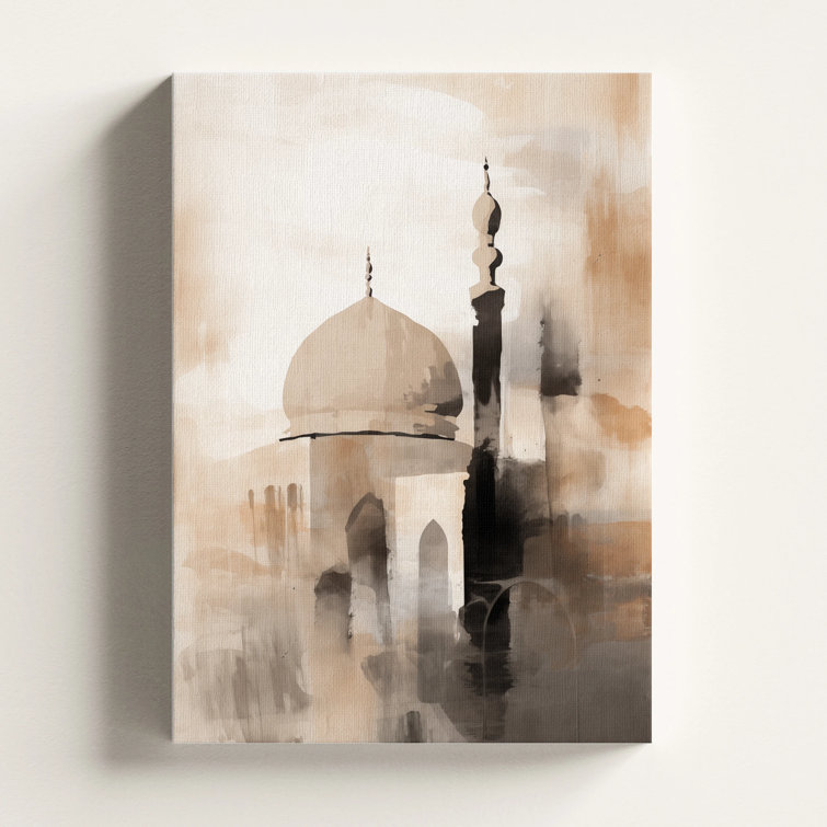 Rosalind Wheeler Neutral Mosque Canvas Wall Art | Abstract Islamic ...