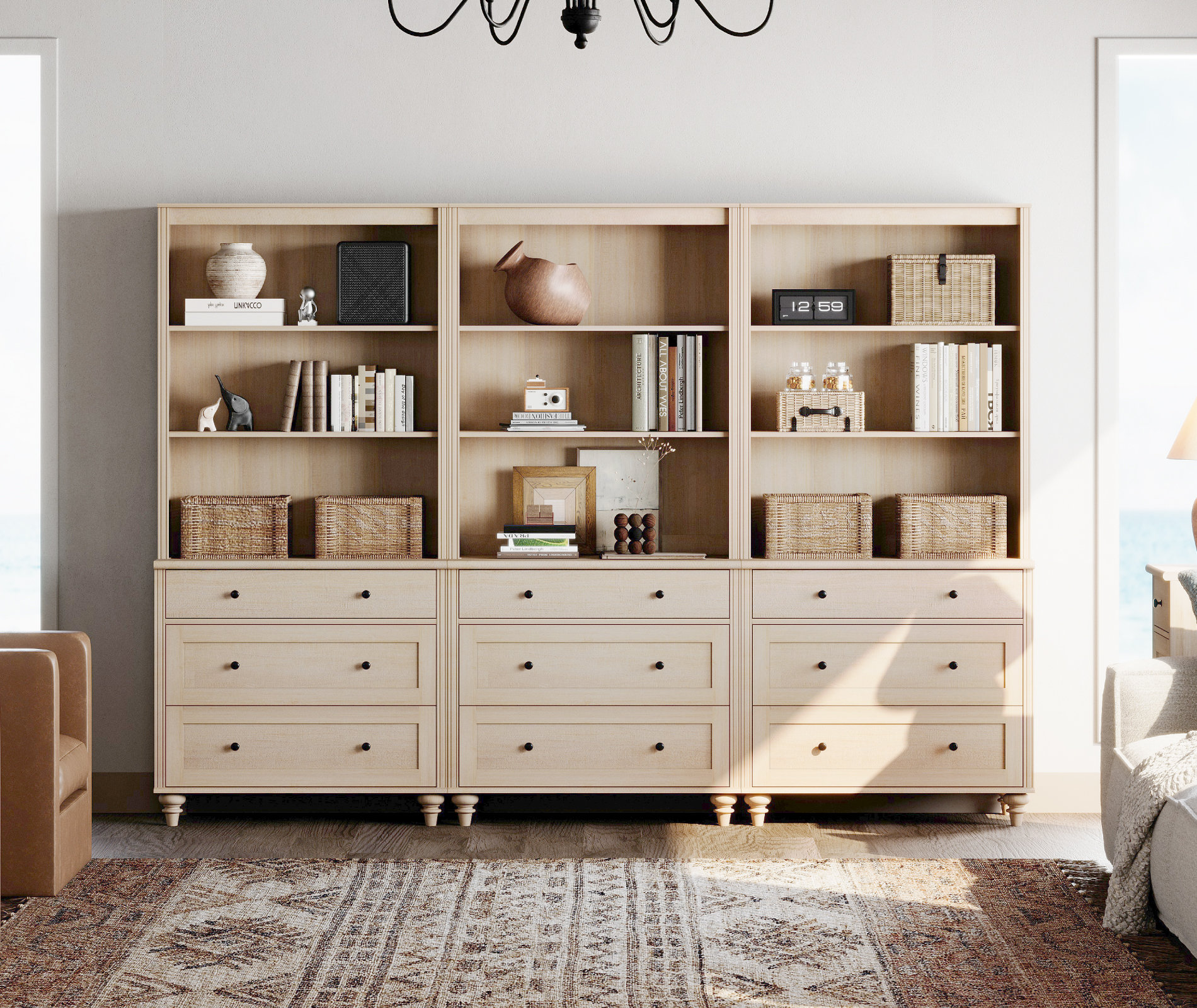 Darby Home Co Flesh-Coloured Bookcase With 3 Drawers Set Of 3, Tall ...