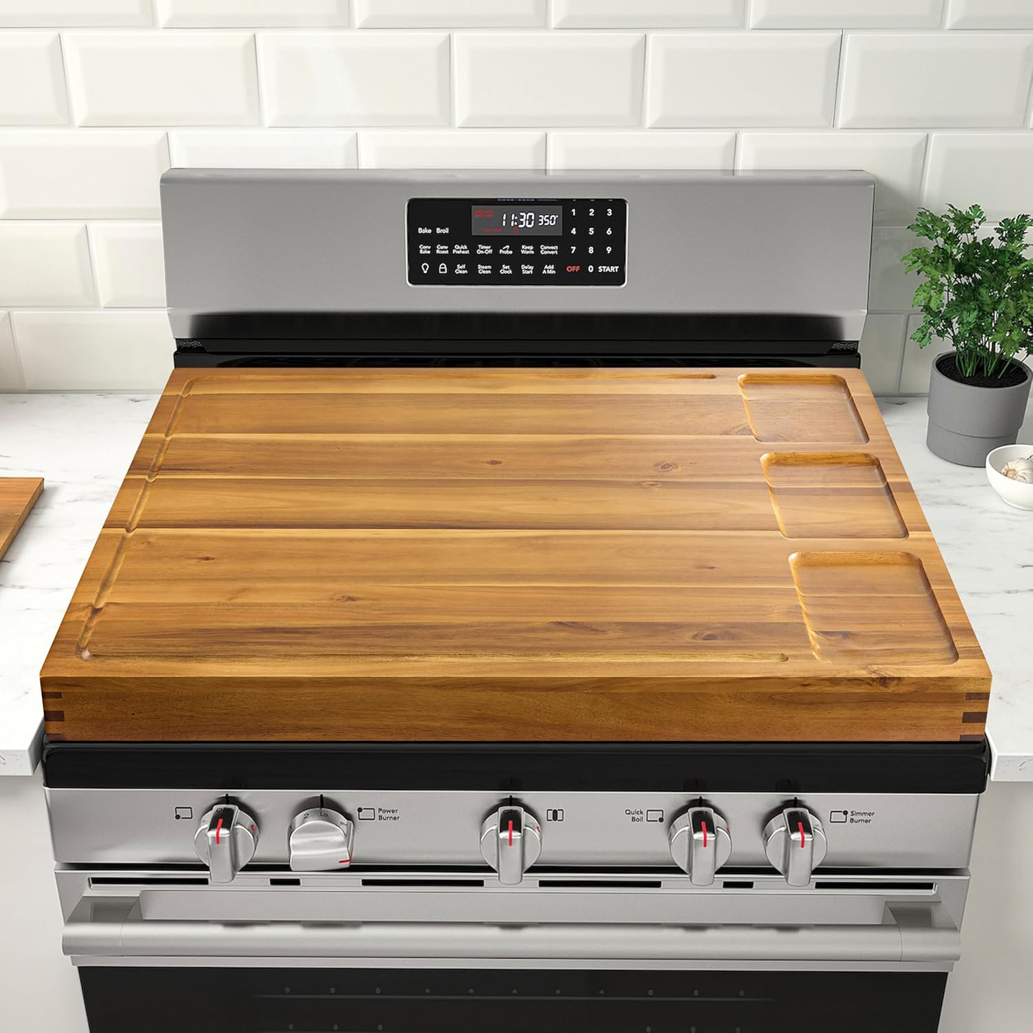 X－MAX FURNITURE Noodle Board Stove Cover With Handles, 3 In 1 Wood ...