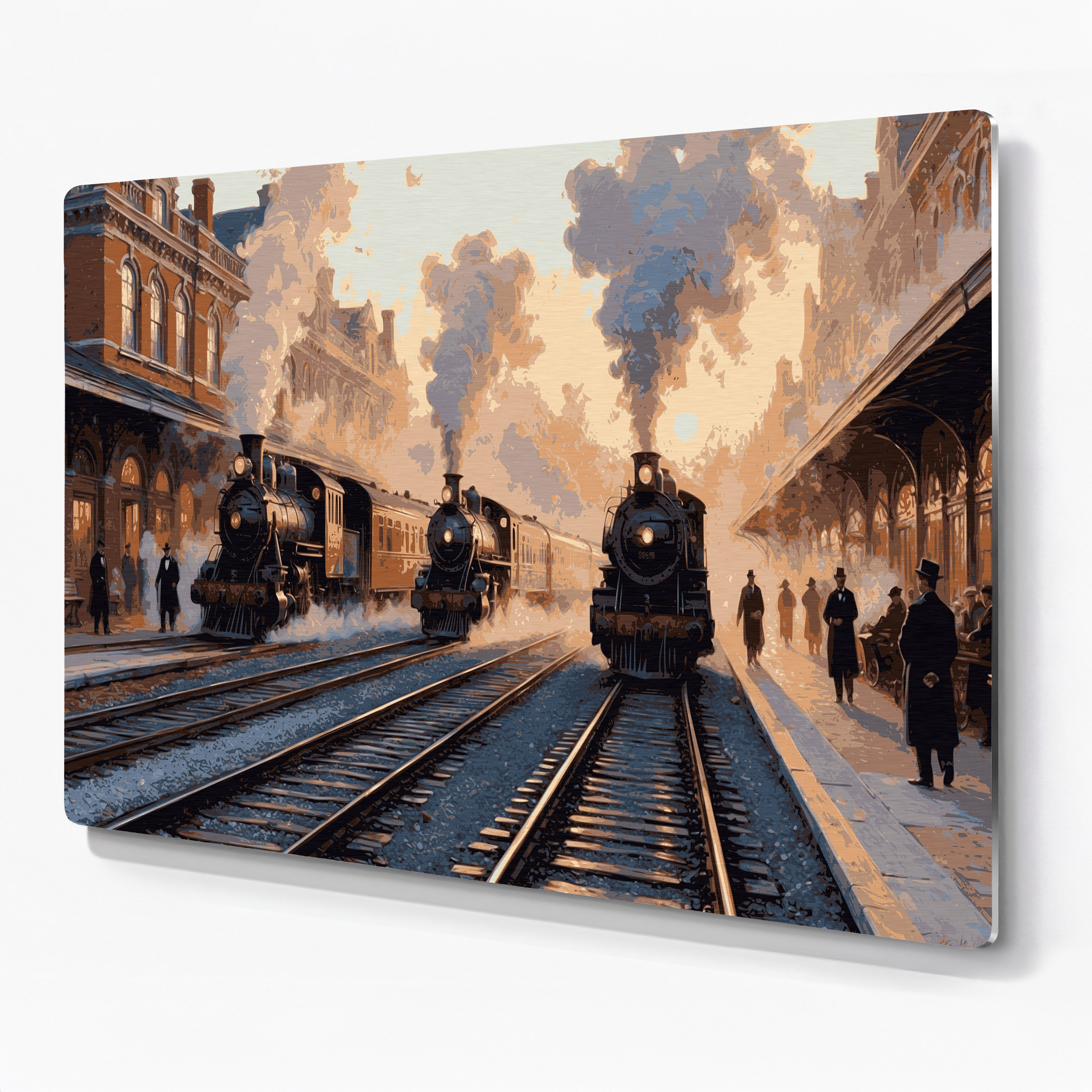 Hokku Designs Transportation Train yard and depot art Black Metal Wall ...