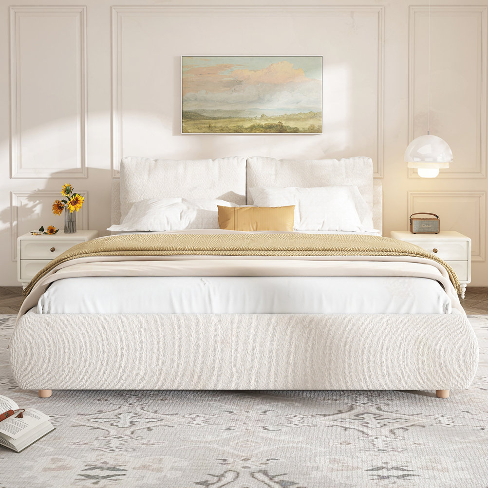 Latitude Run® Upholstered Platform Bed With Two Removable Pillow ...