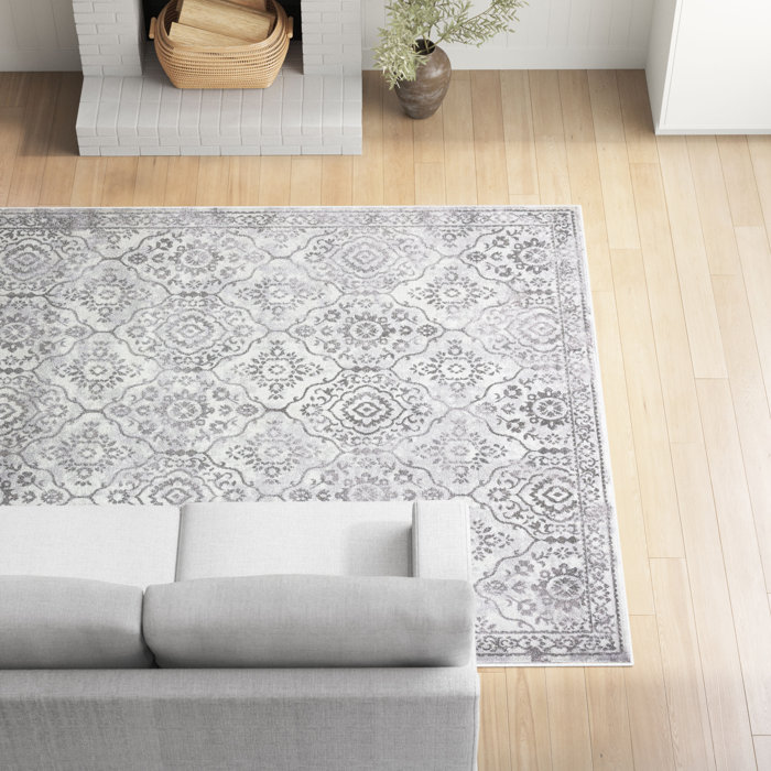 Charlton Home® Claybourne Performance Cream/Gray Rug & Reviews | Wayfair