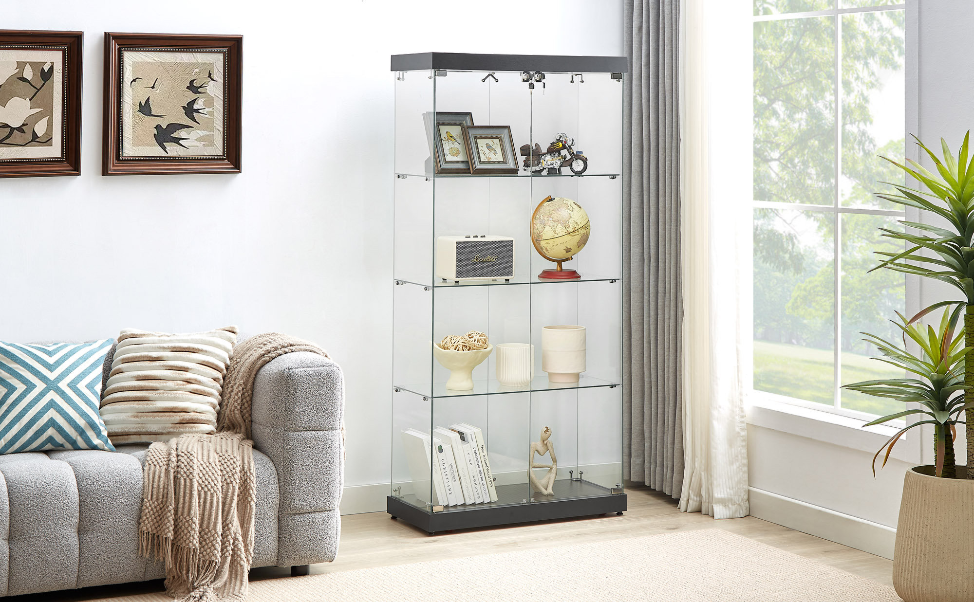 Ivy Bronx 4-Tier Glass Display Cabinet | Wayfair