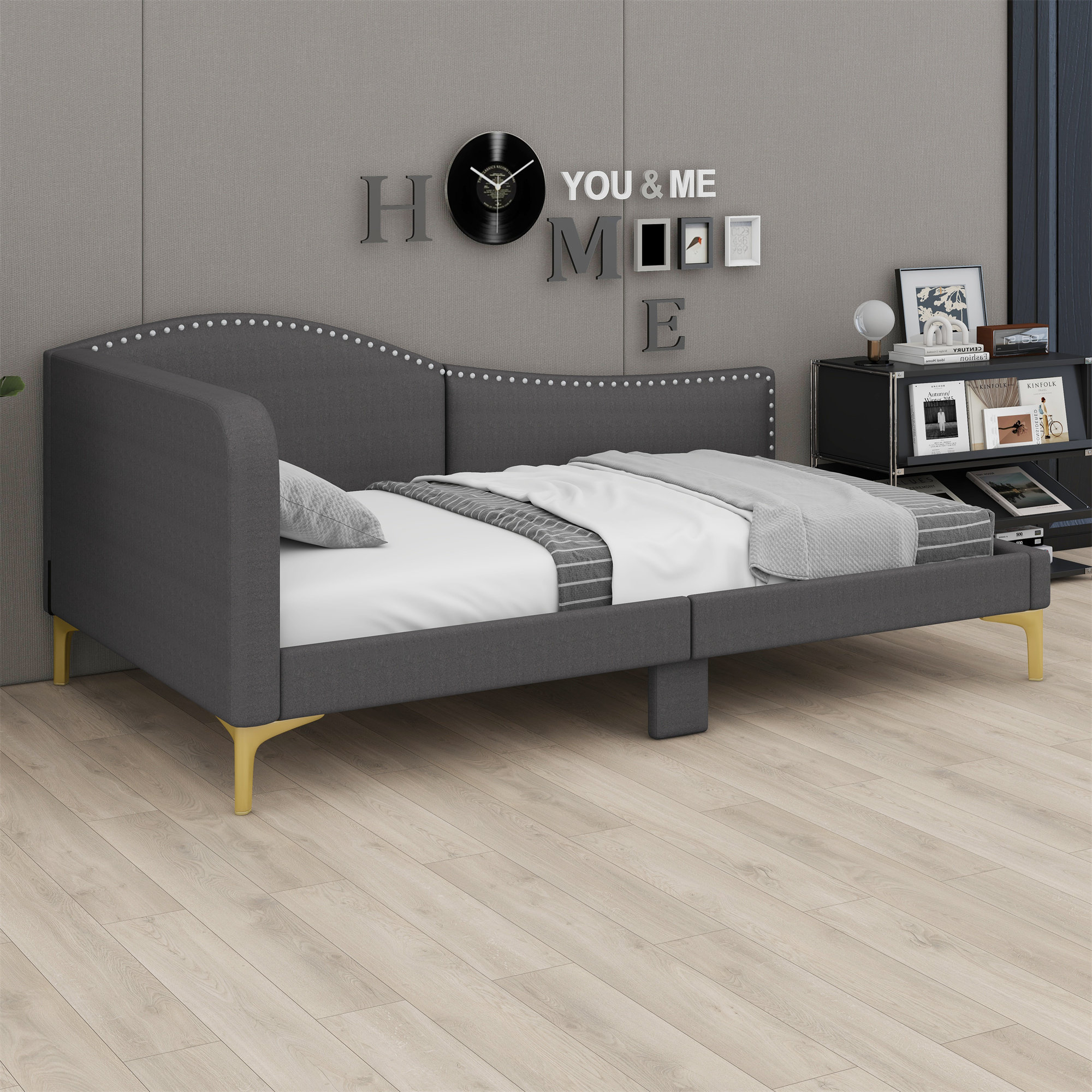 Mercer41 Upholstered Daybed With Headboard And Armrest | Wayfair
