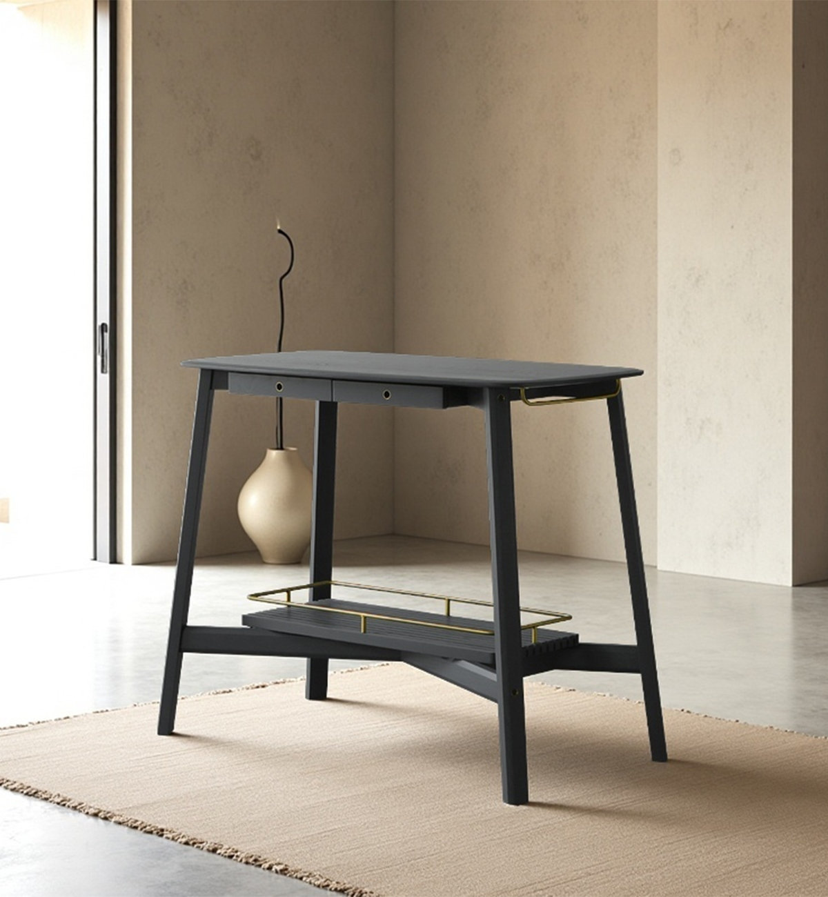 Everly Quinn Solid Wood Bar Table with Drawers | Wayfair