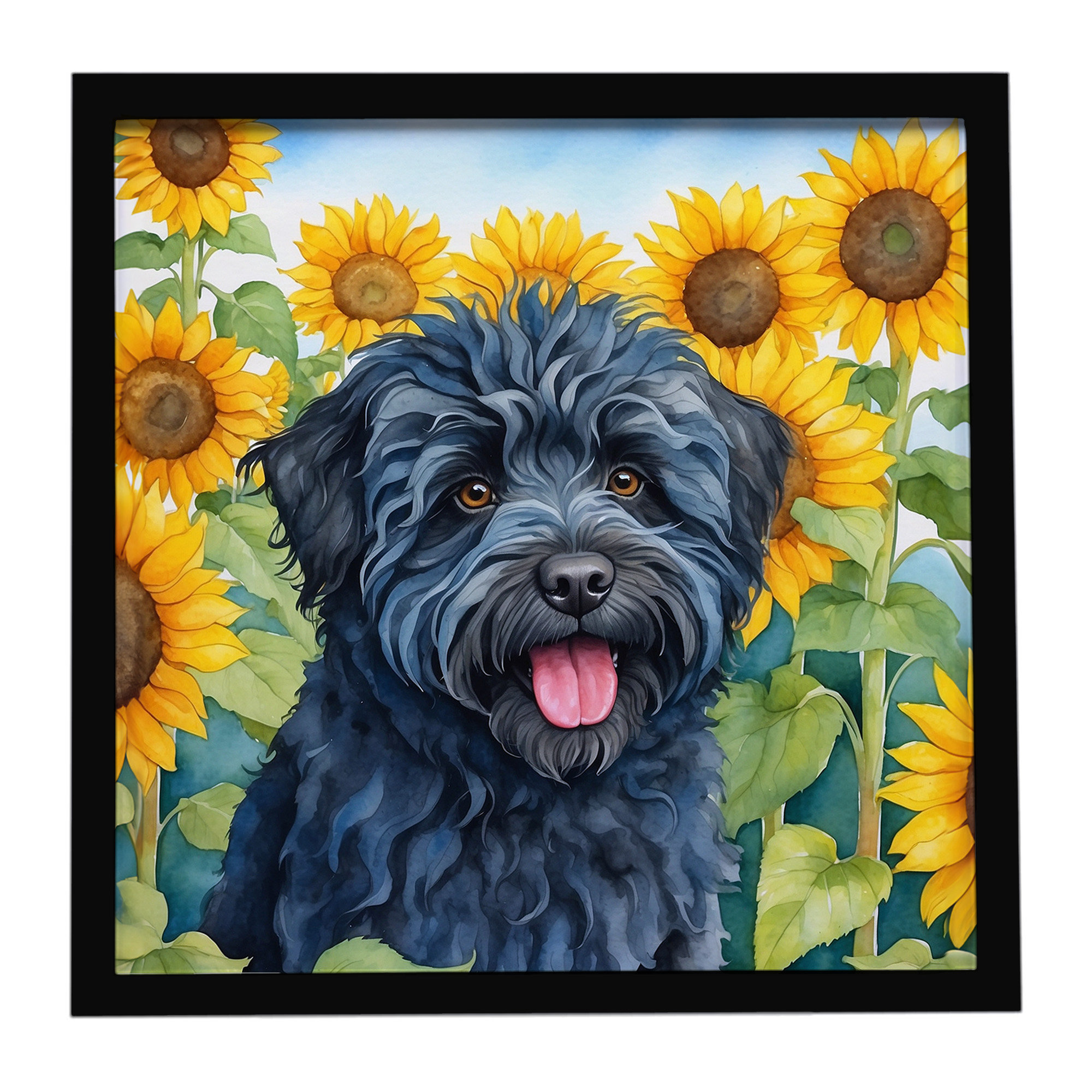 Caroline's Treasures Puli in Sunflowers Framed Metal Print | Wayfair