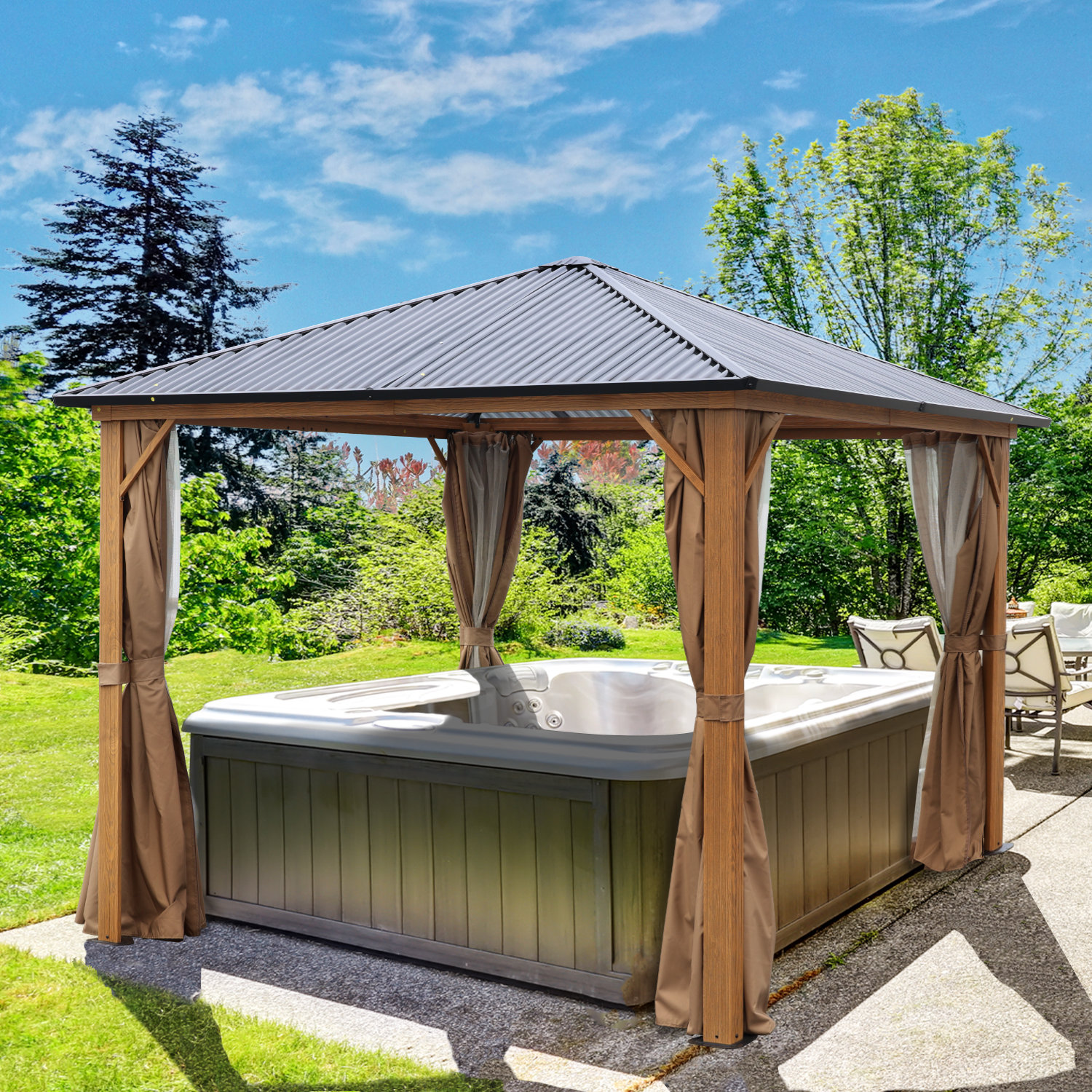 Aoodor 10 Ft. W x 10 Ft. D Aluminum Gazebo with PC Roof & Reviews | Wayfair