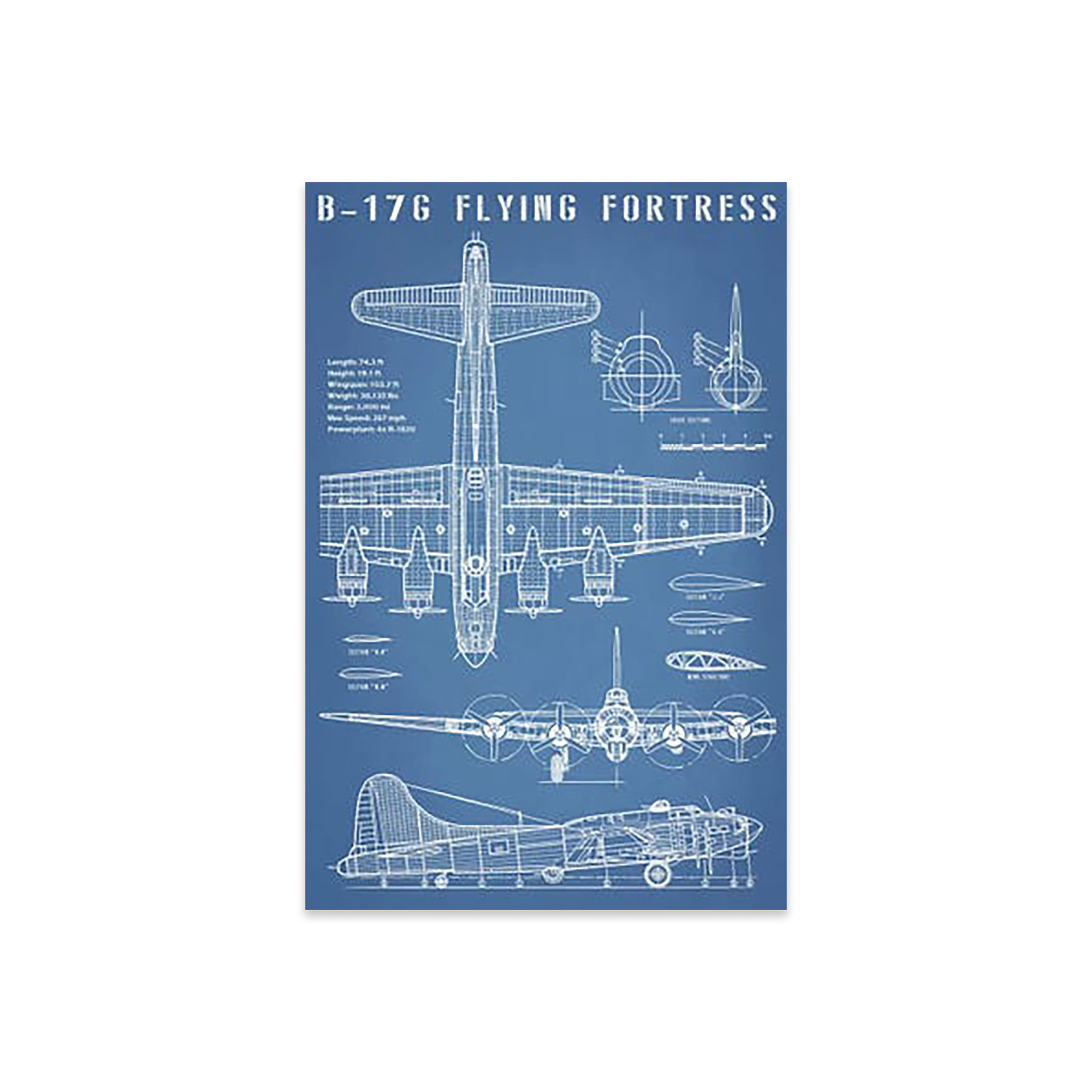 Williston Forge B-17 Vintage Bomber Airplane Blueprint Print On Acrylic ...